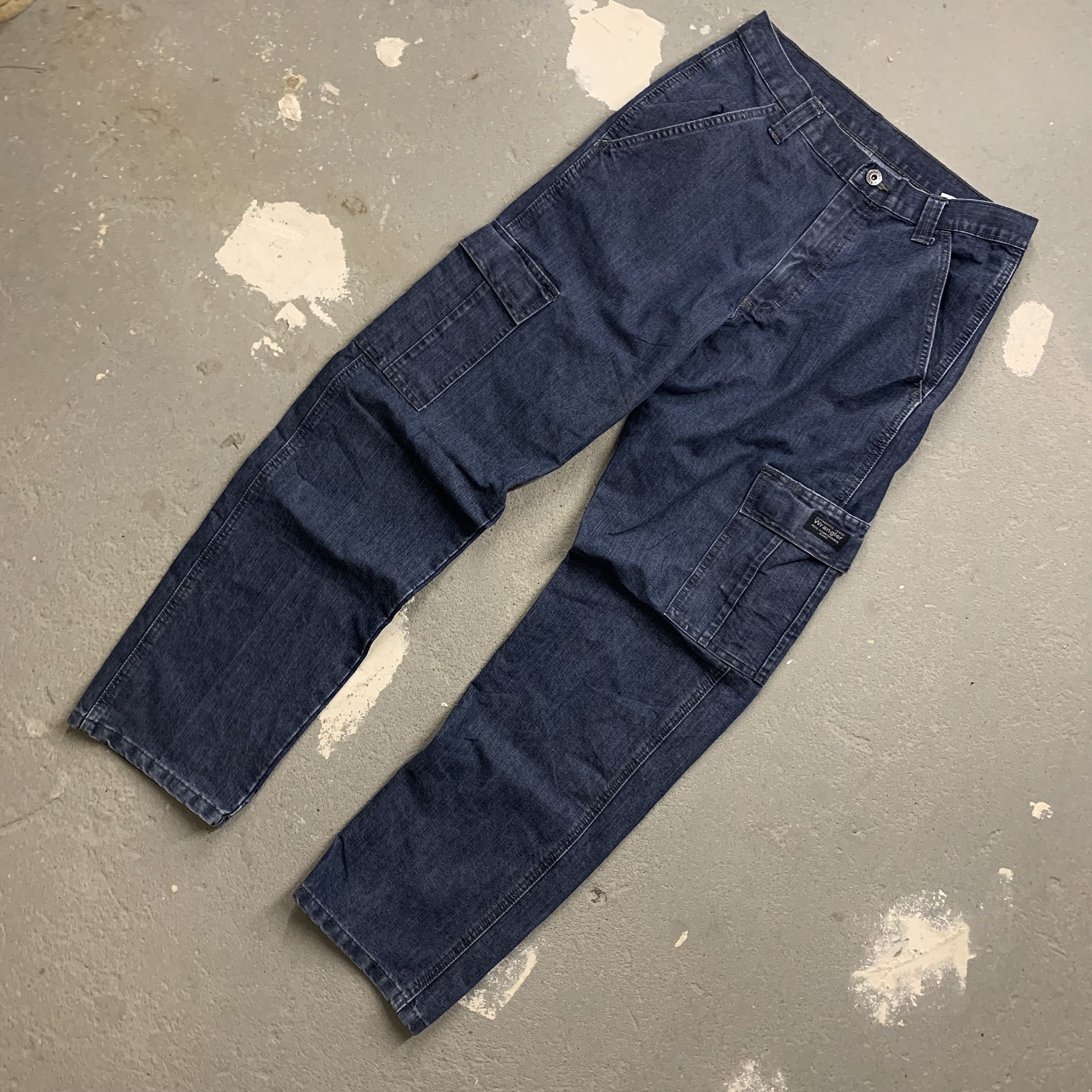 Vintage Denim cargo wrangler blue straight oversize rap jeans | Grailed