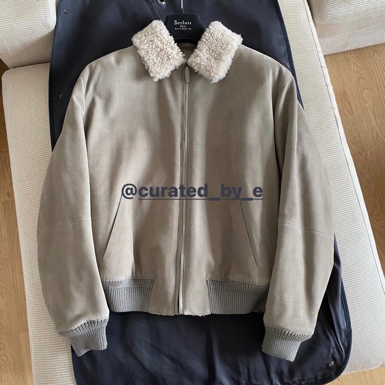 Berluti × Haider Ackermann FW18 BNWT grey Shearling and Lizard Bomber ...