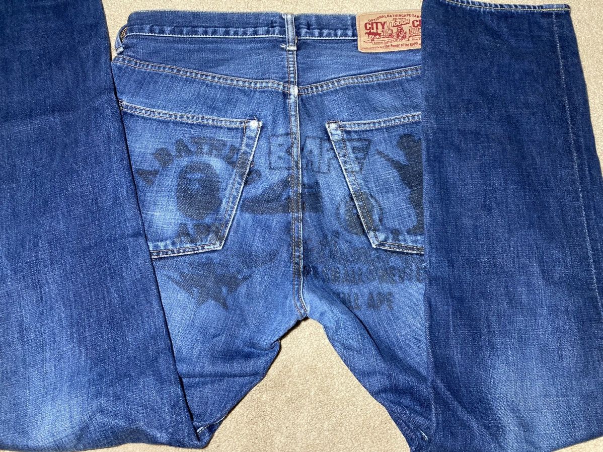 Bape 2012 Bape Denim Tonal Logos Back Dark Blue Embroidered Paint | Grailed