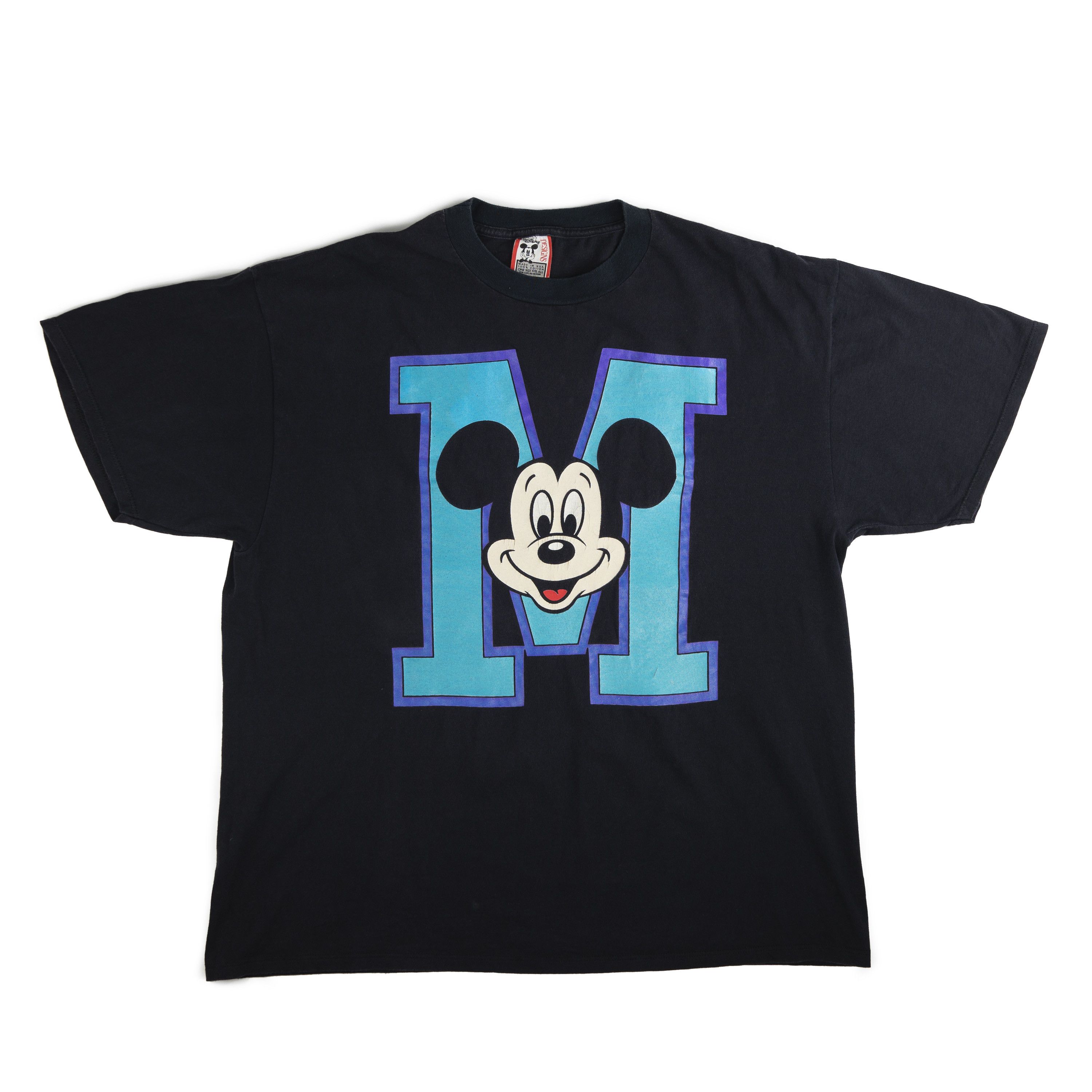 Disney × Mickey Mouse × Vintage Vintage 1990's Mickey Mouse Big M Tee ...