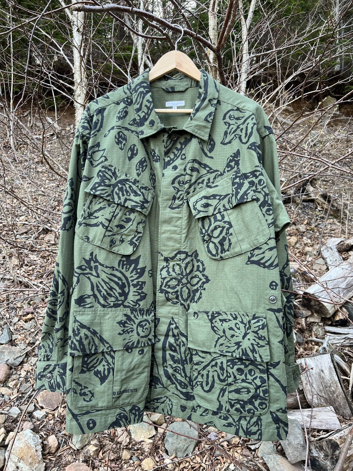 Engineered Garments Jungle Fatigue Jacket, Floral Print Ripstop, SS23 ...