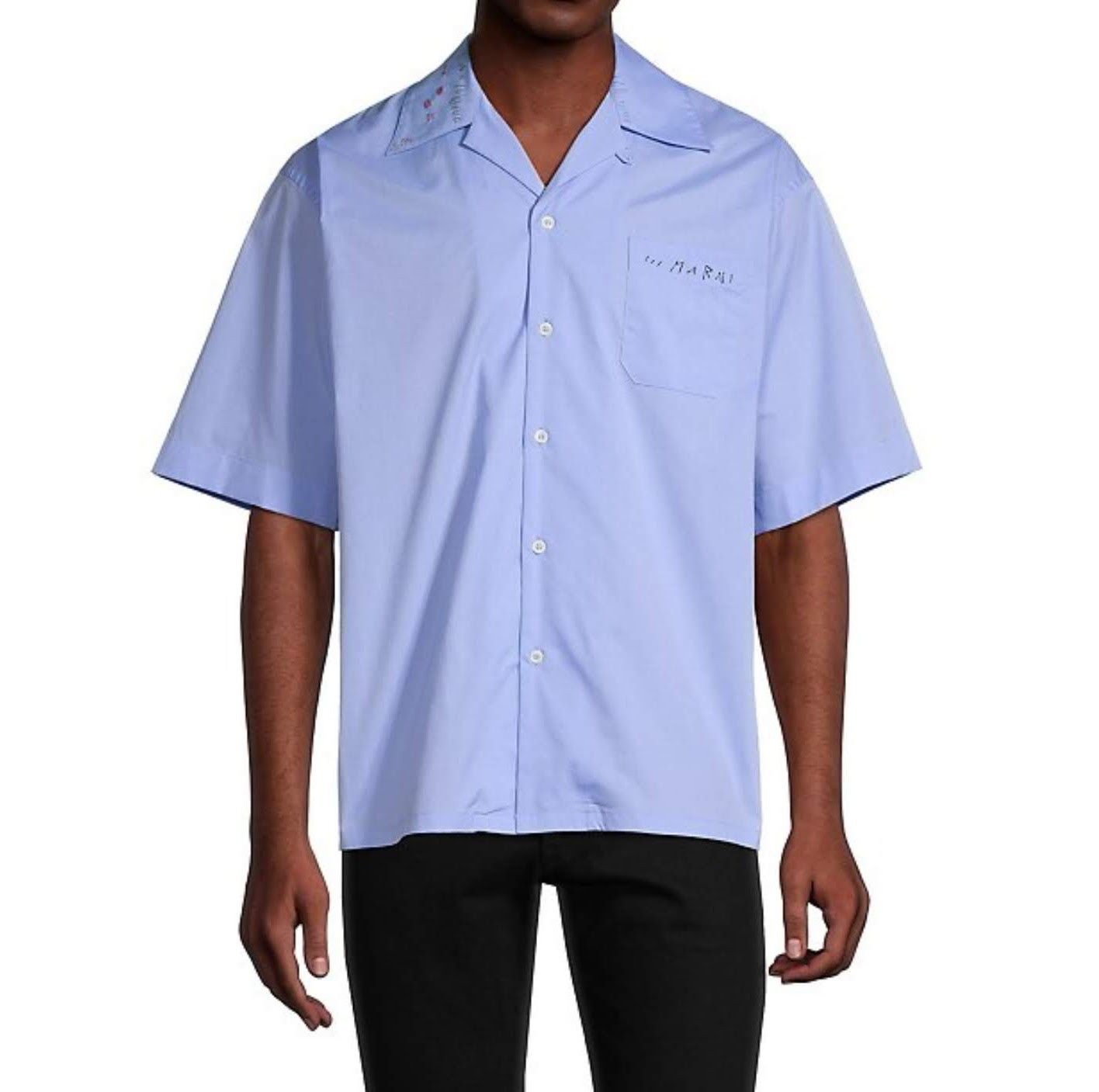 Marni Boxy Poplin Bowling Shirt with Embroidered Logo | Grailed