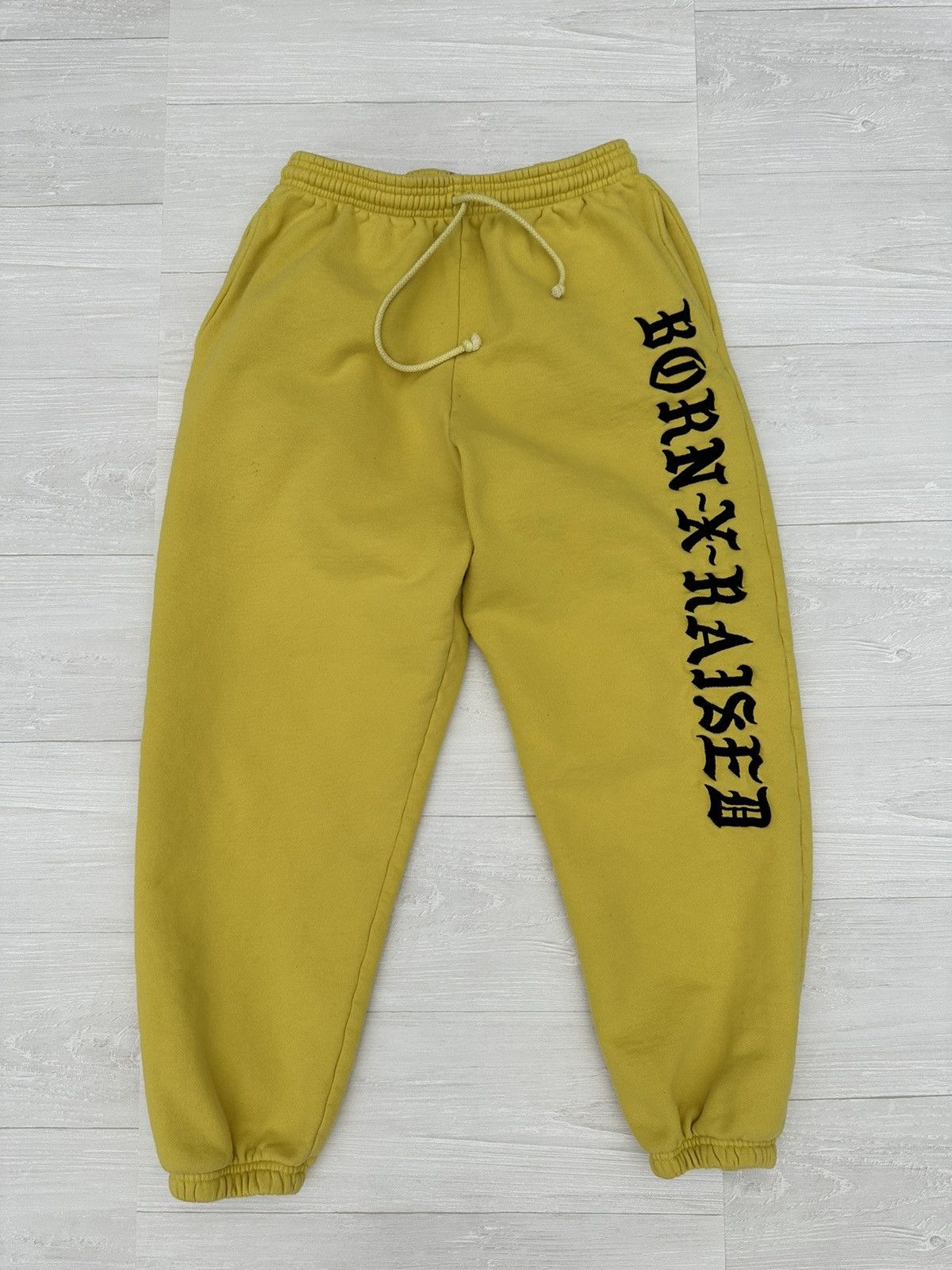 Born X Raised Born X Raised Yellow Old English Font Embroidered ...