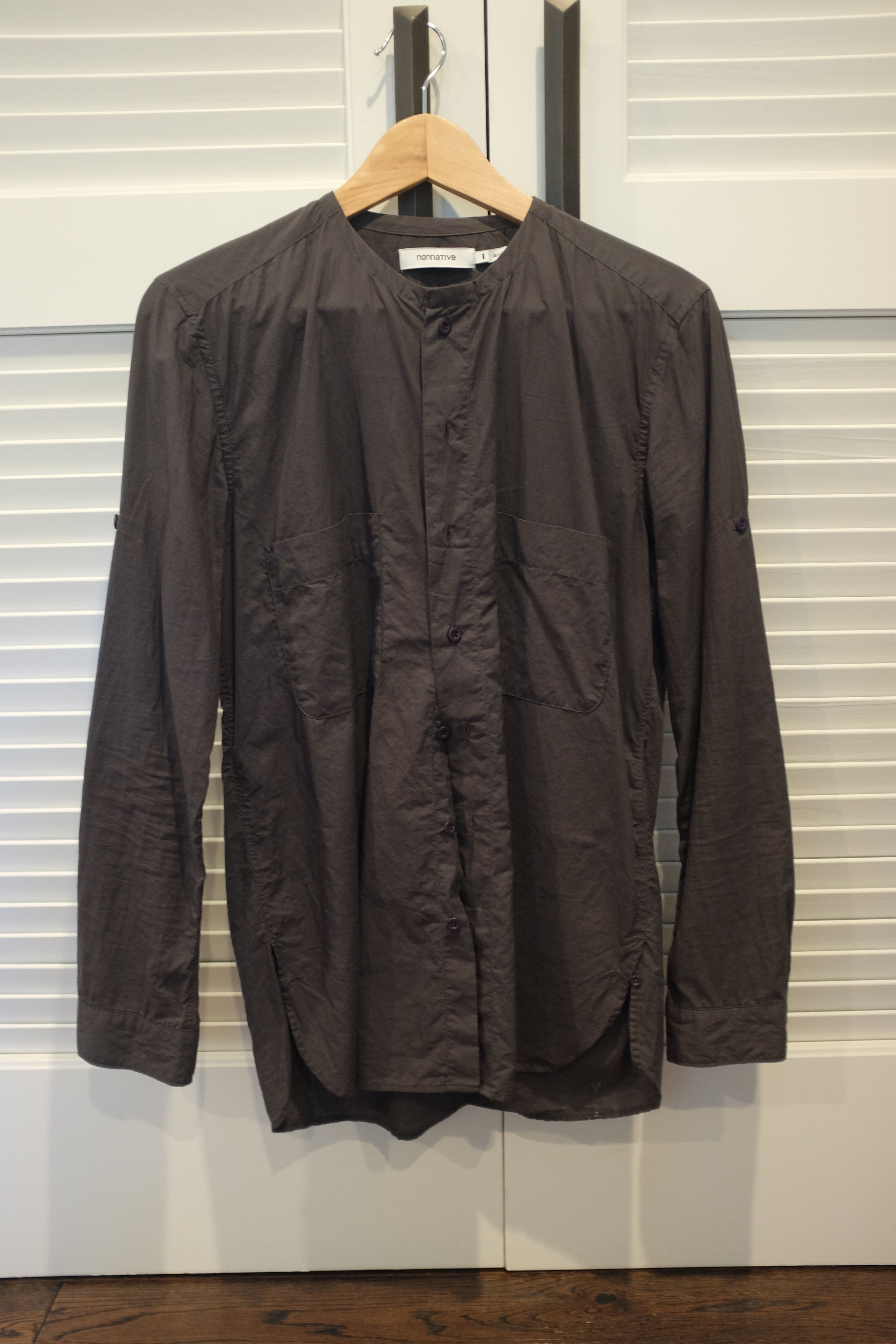 Nonnative collarless button up shirt | Grailed