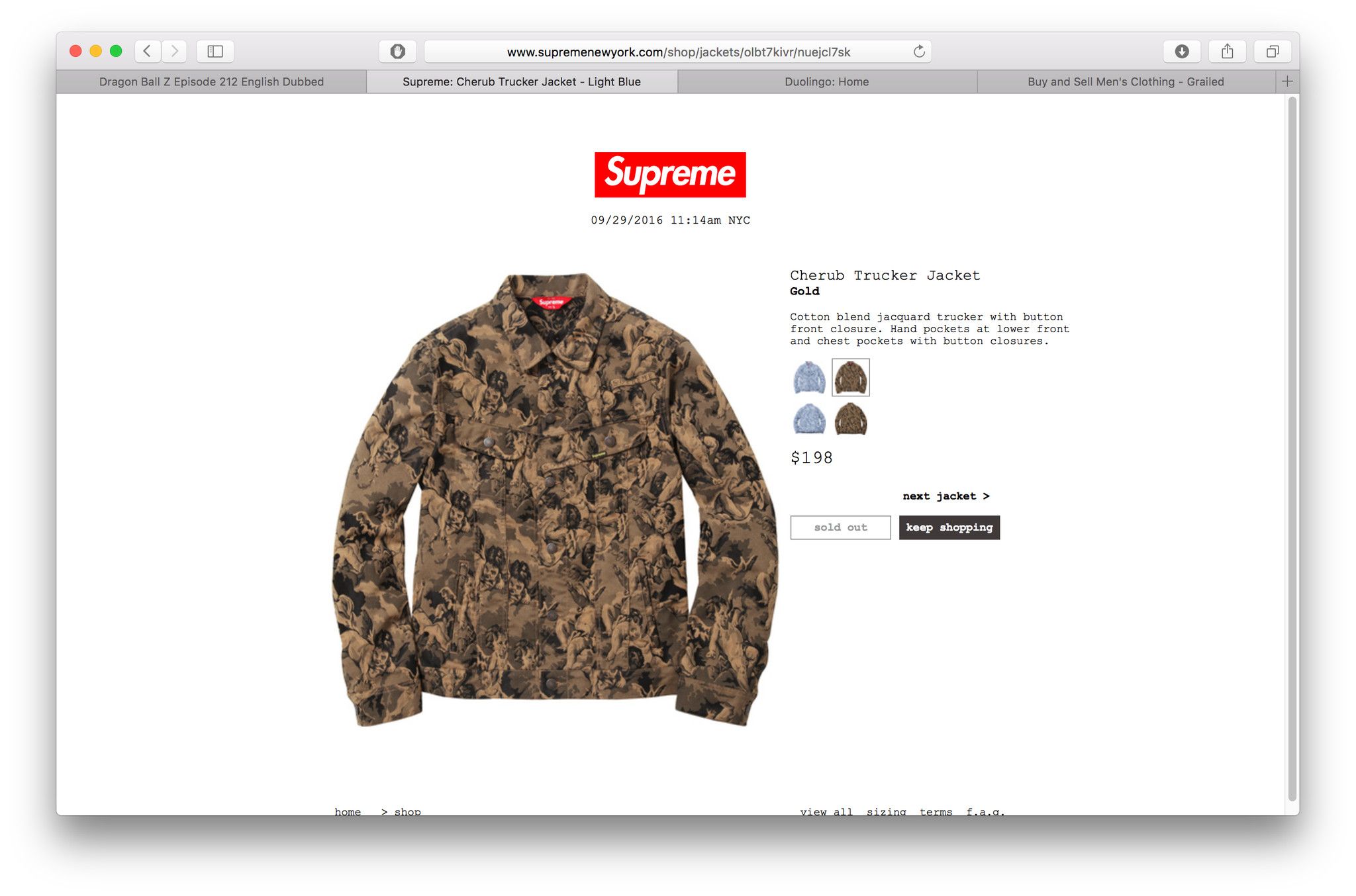 Supreme Gold Cherub Trucker Jacket | Grailed