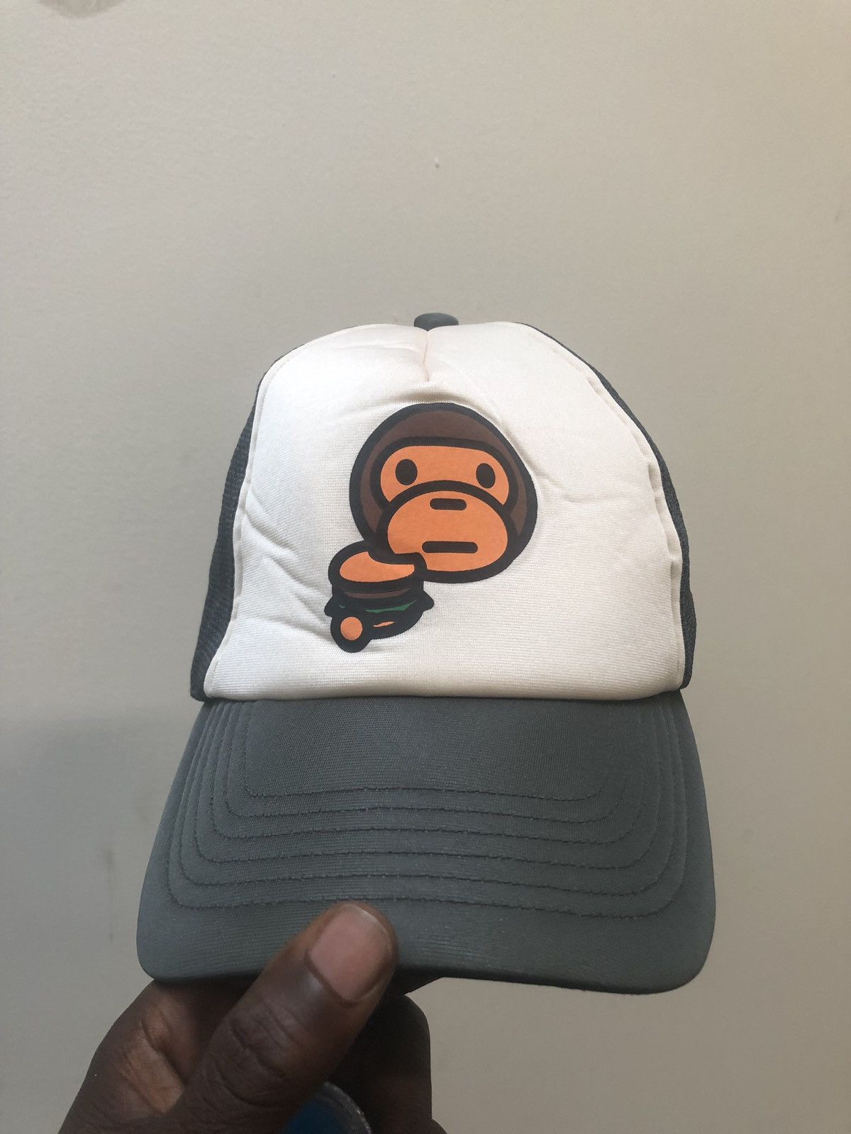 Bape Baby milo Head Burger Logo Trucket Hat | Grailed