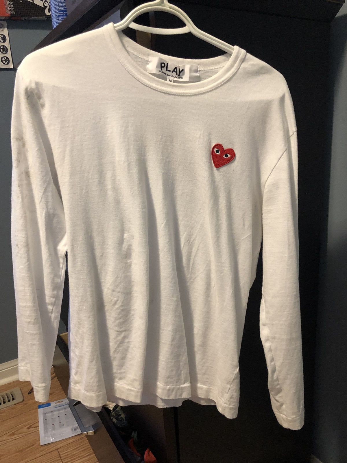 Comme des Garcons CDG Heart logo longsleeve white | Grailed