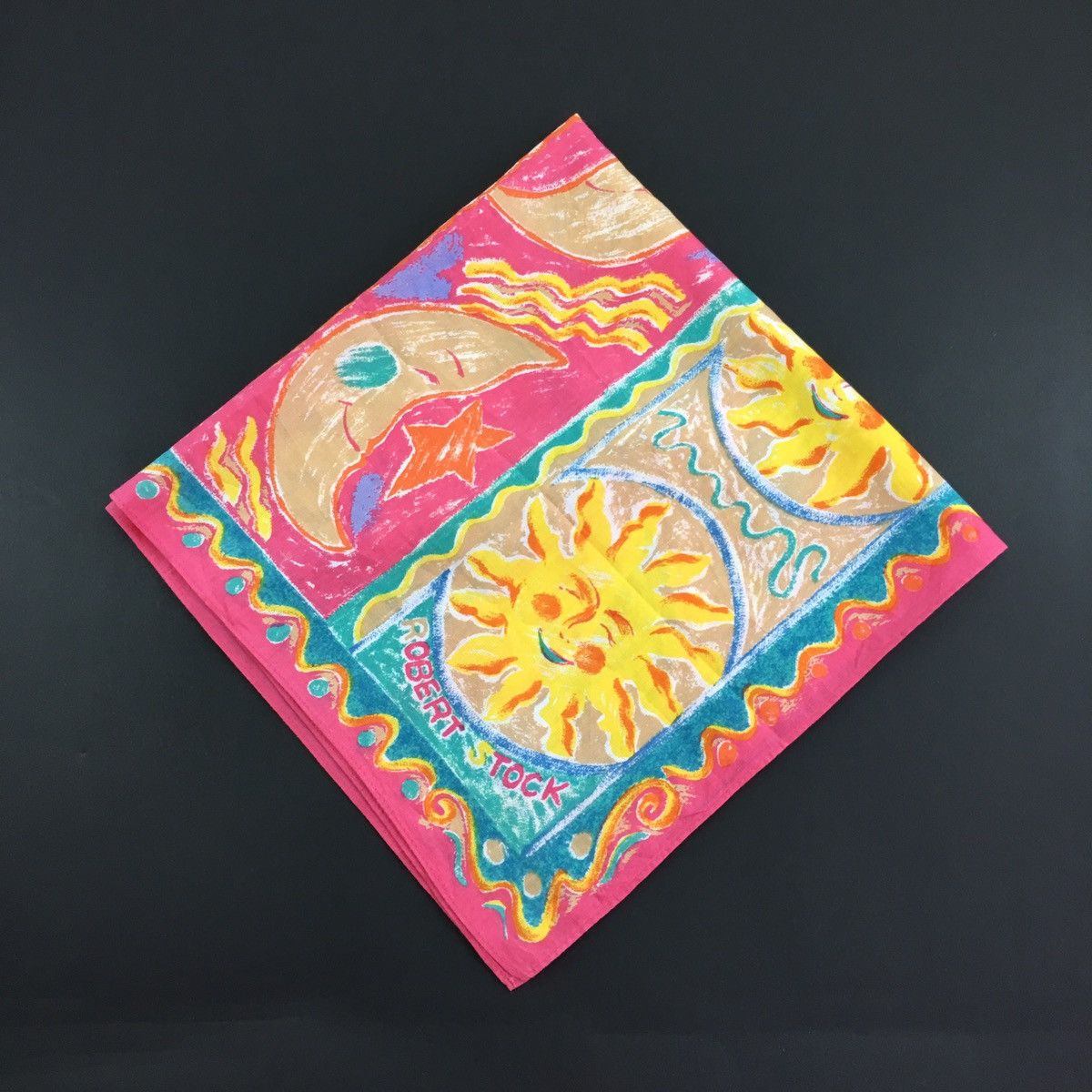Robert Stock ROBERT STOCK Sun & Moon Colourful Striped Handkerchief Art ...