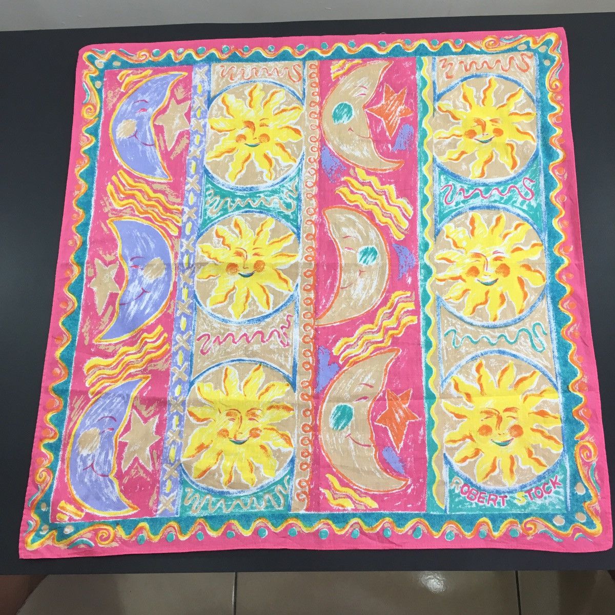 Robert Stock ROBERT STOCK Sun & Moon Colourful Striped Handkerchief Art ...