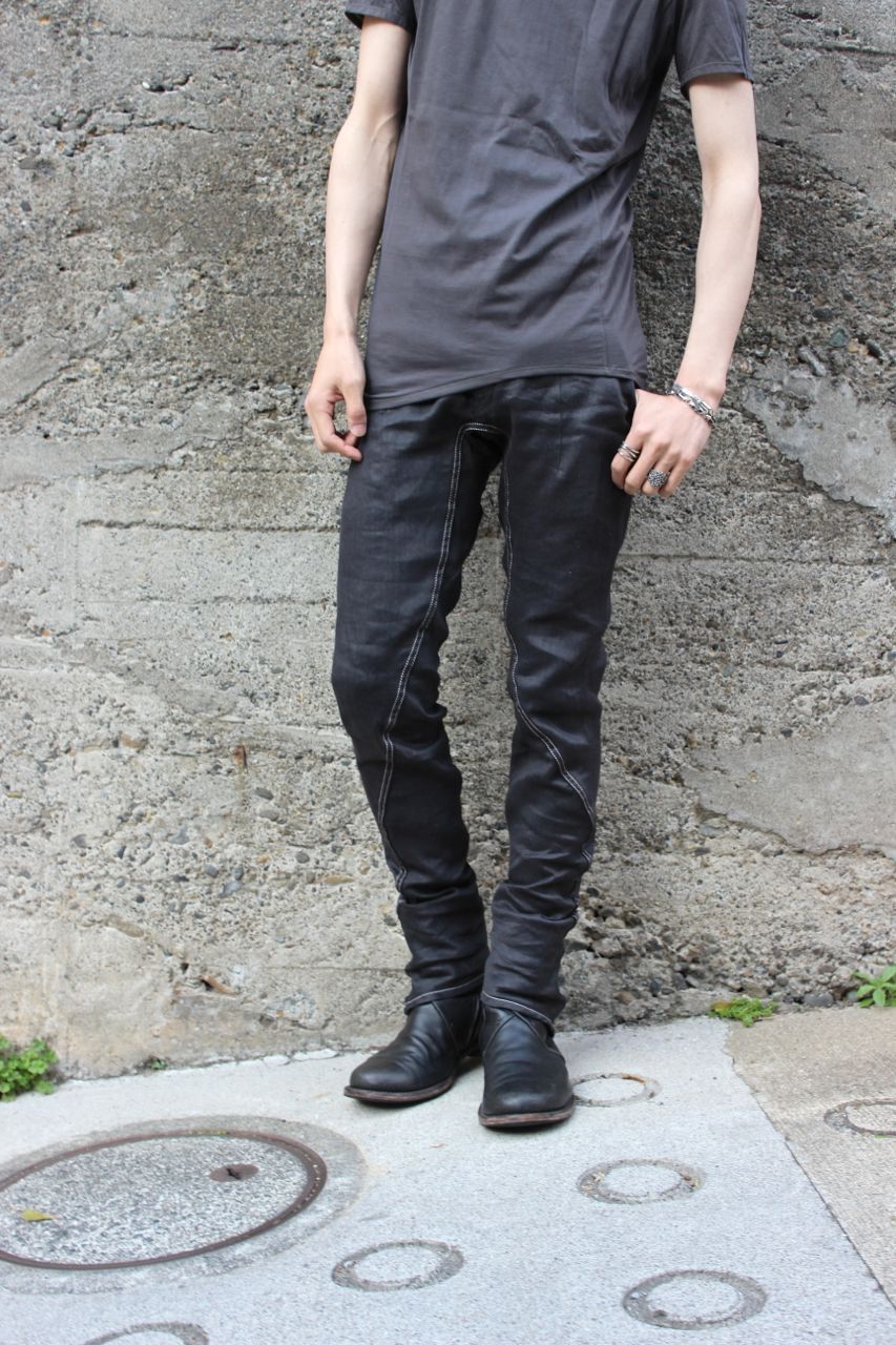 Devoa SS15 skinny fit black linen denim | Grailed