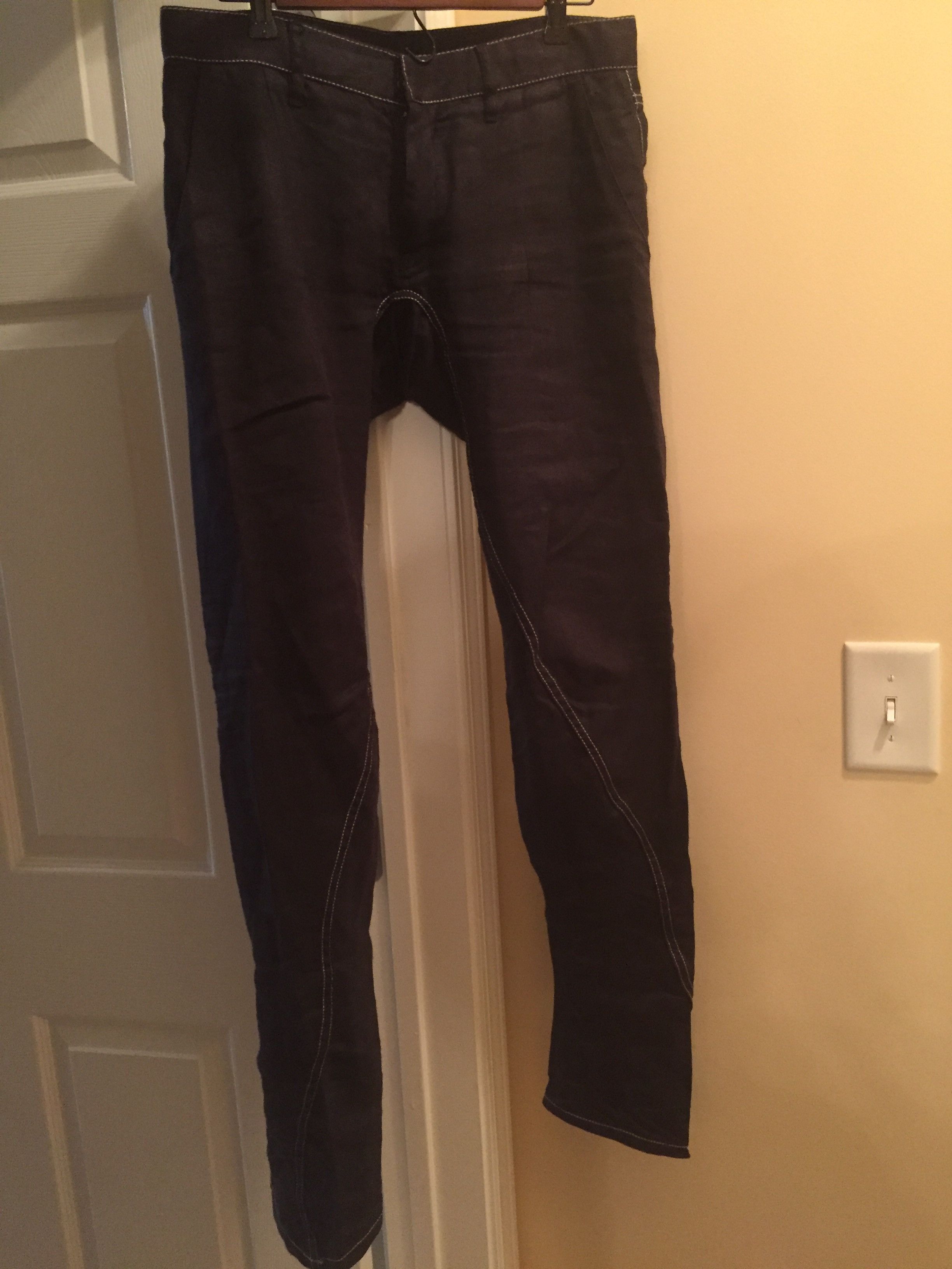 Devoa SS15 skinny fit black linen denim | Grailed