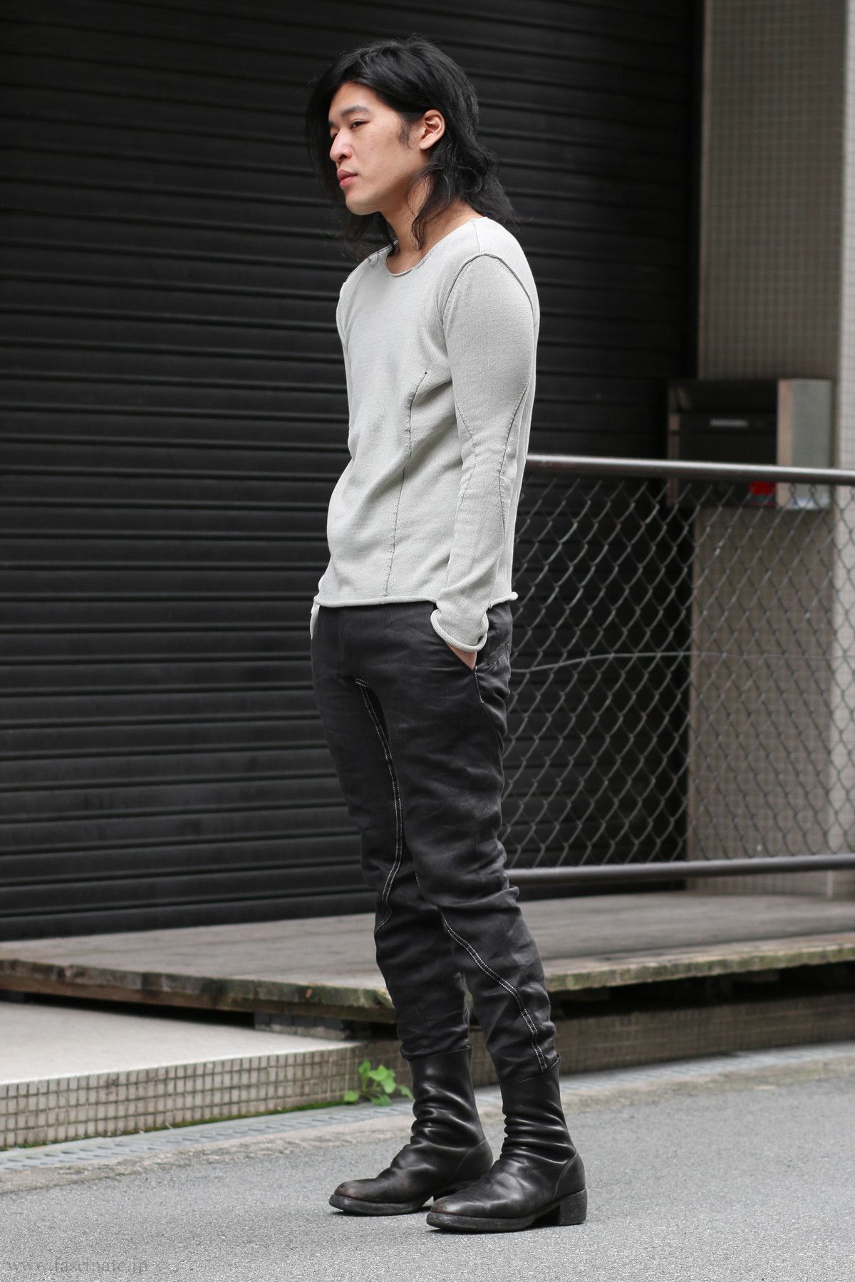 Devoa SS15 skinny fit black linen denim | Grailed