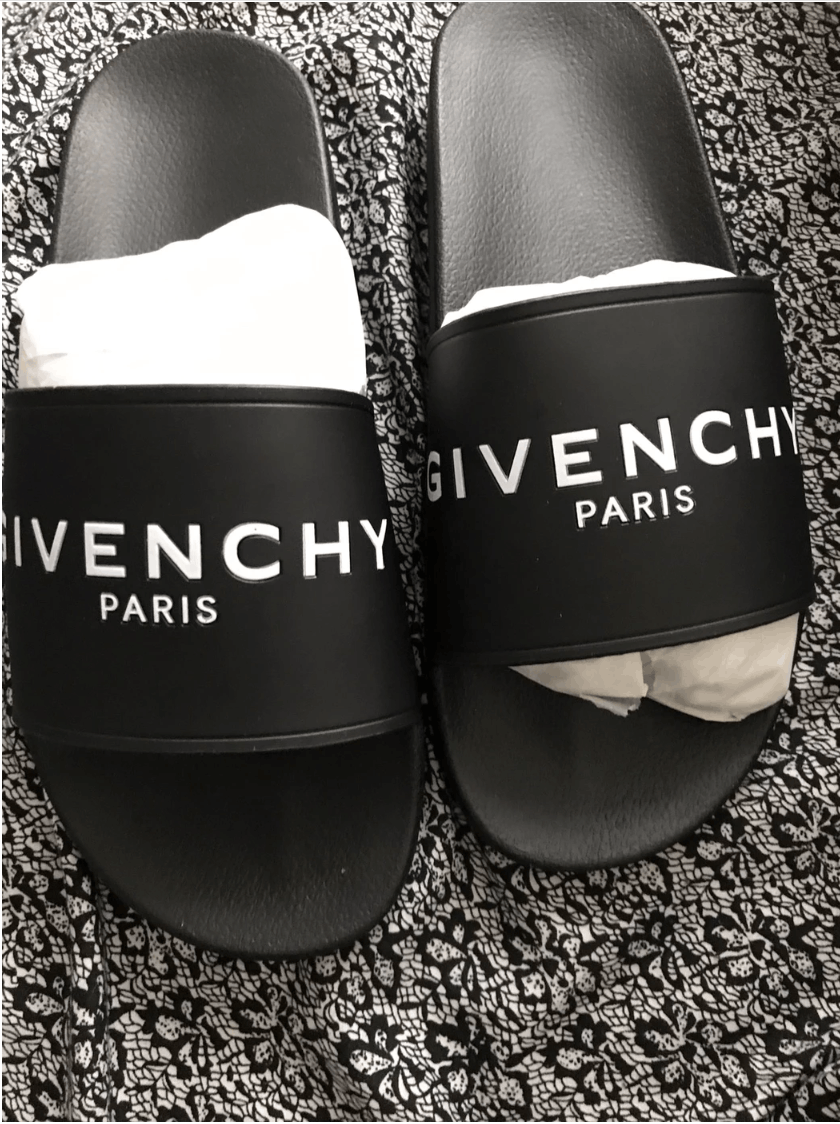 Givenchy givenchy logo paris slides black rubber | Grailed