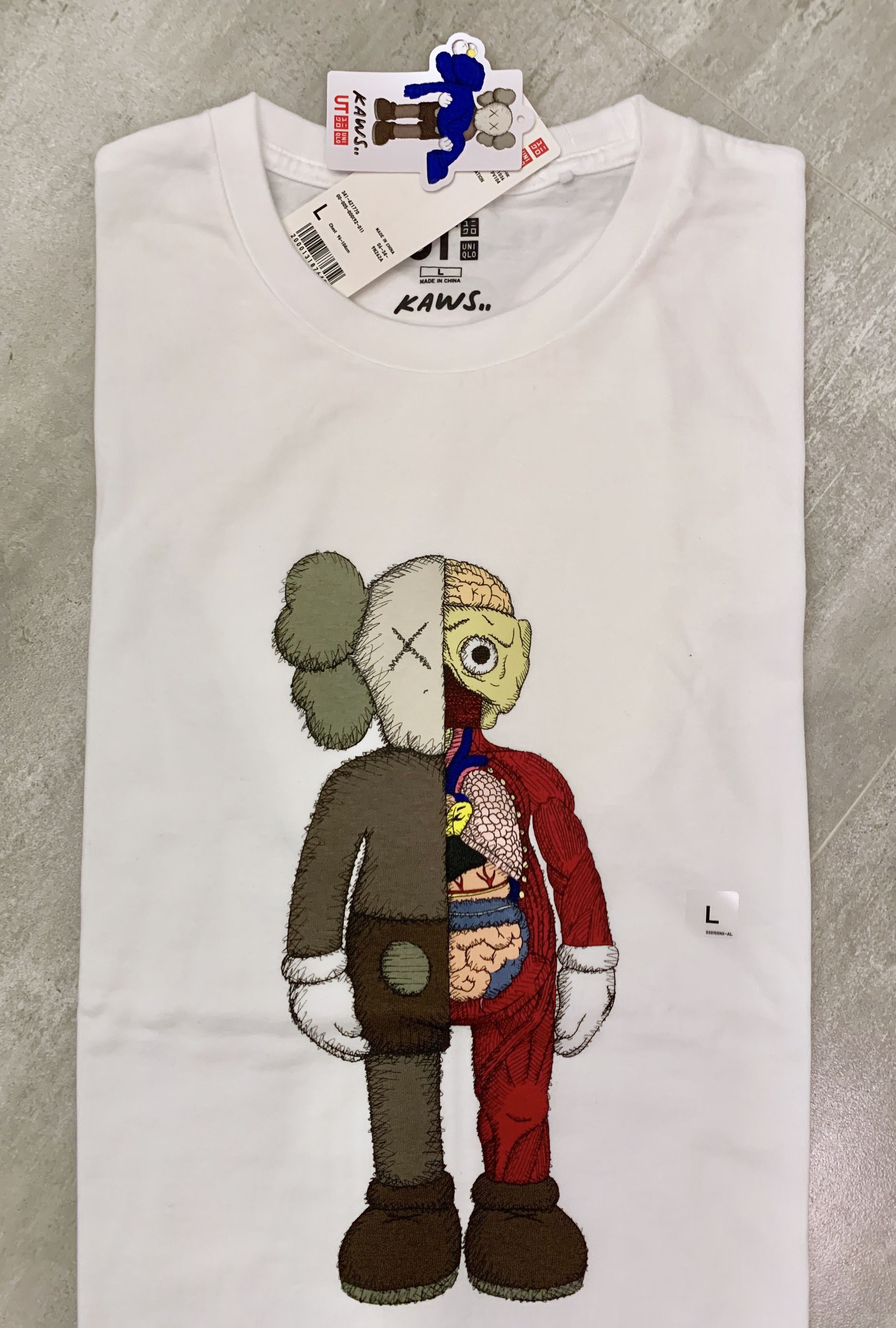 Kaws × Original Fake × Uniqlo KAWS x Uniqlo Flayed Tee White (LARGE ...
