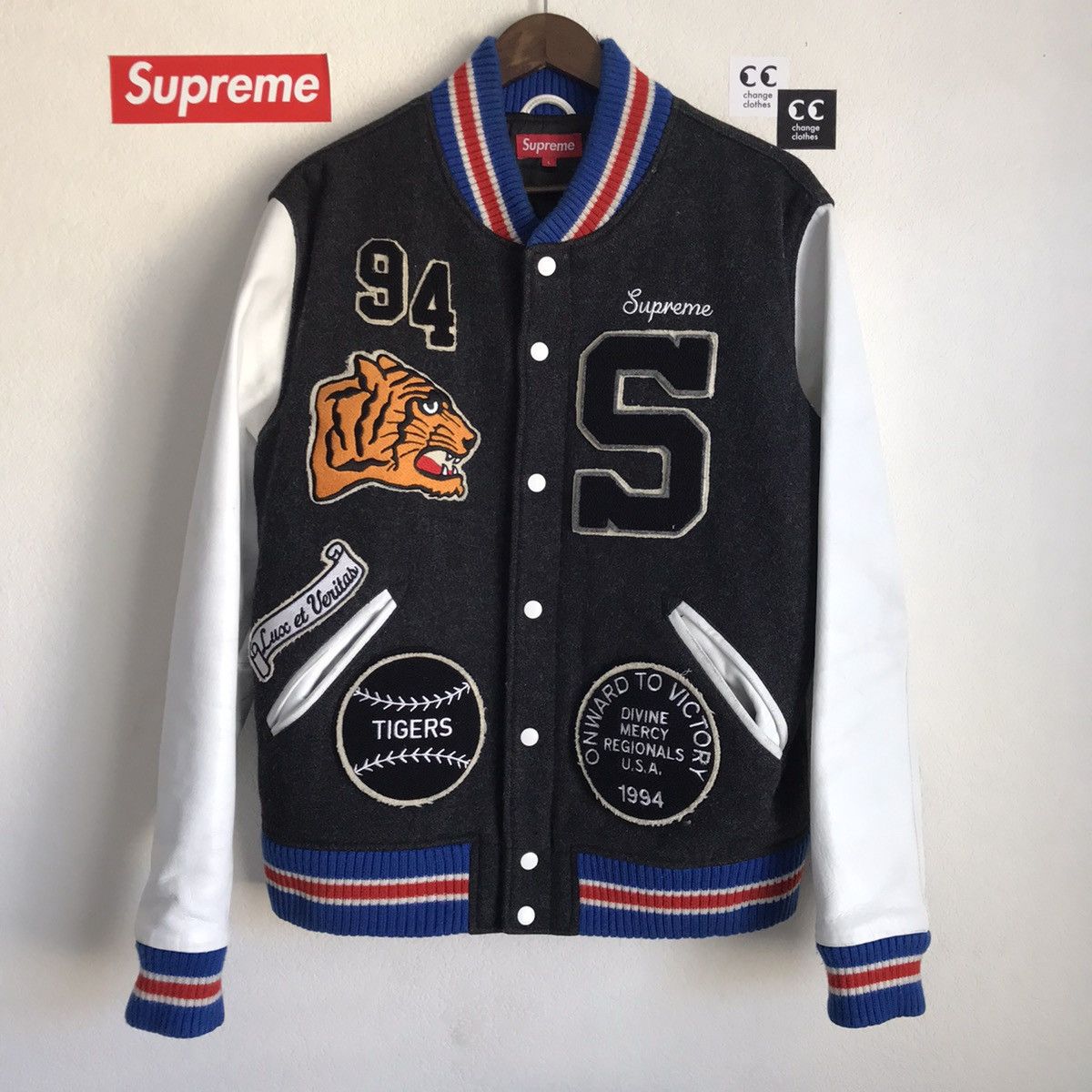 Supreme Supreme Tiger Varsity Jacket 2009 Leather Wool NCAA Grail L ...