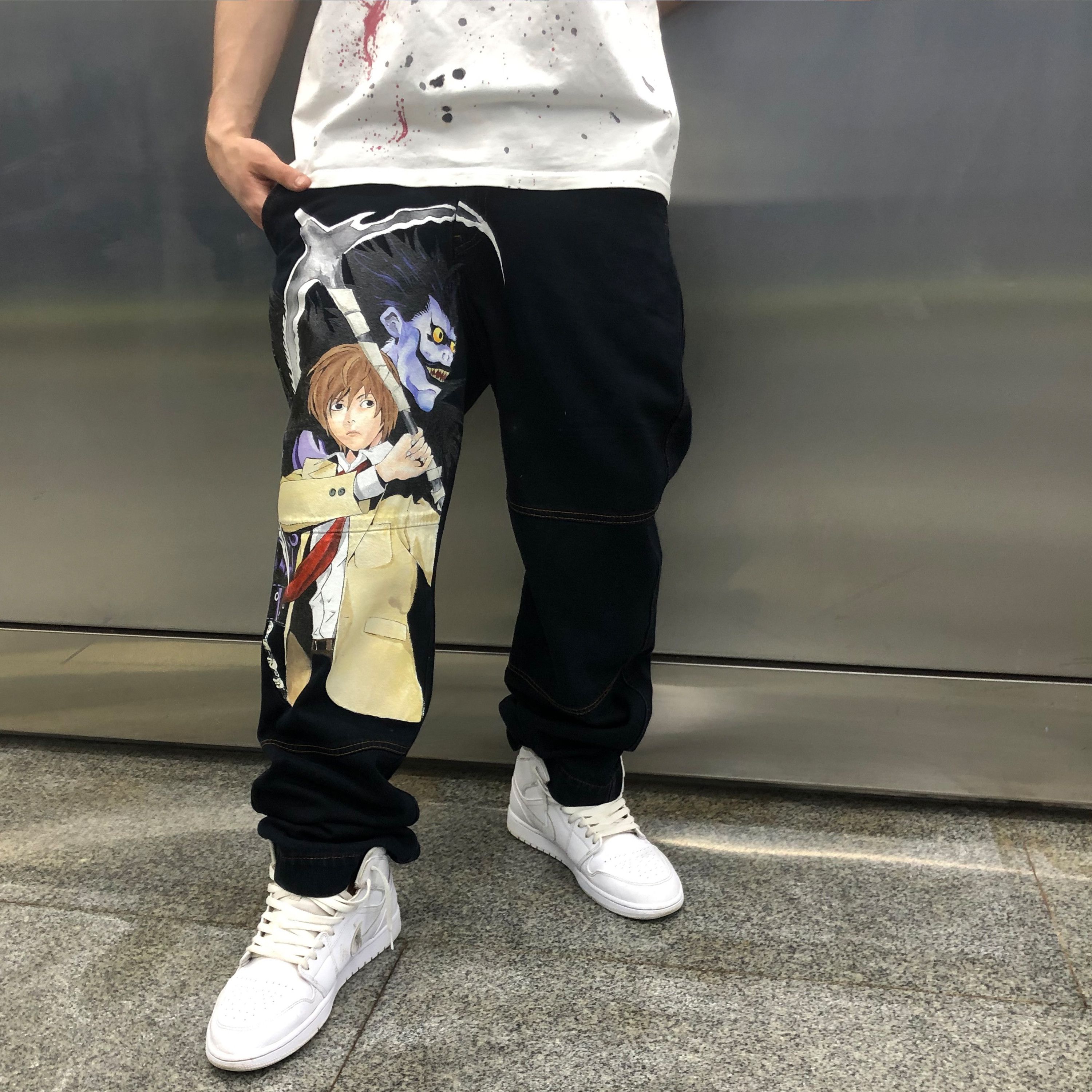 Handmade Custom Death Note Ryuk and Kira Jeans | Grailed