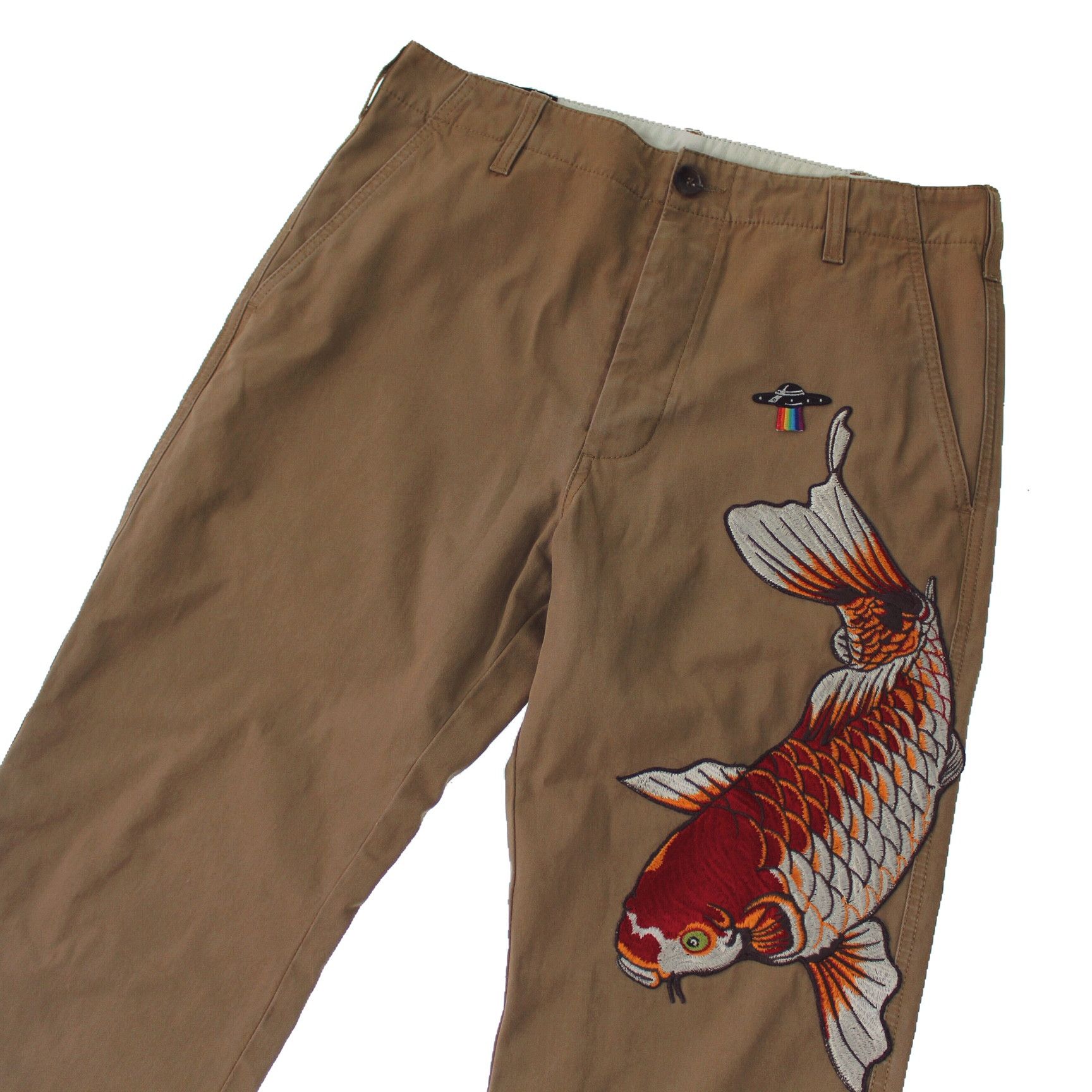 Gucci Gucci Koi Fish Embroidered Beige Trousers | Grailed