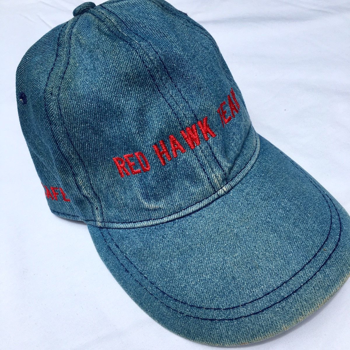 Other Vintage 80 90's Red Hawk Team Fire & Security DENIM TRUCKER Hat ...