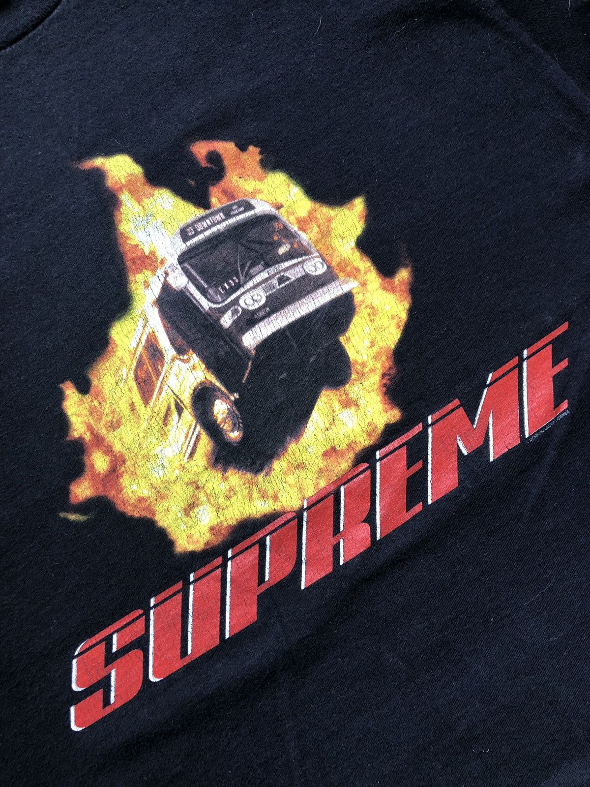 Supreme Supreme Flaming Bus Tee Black | Grailed