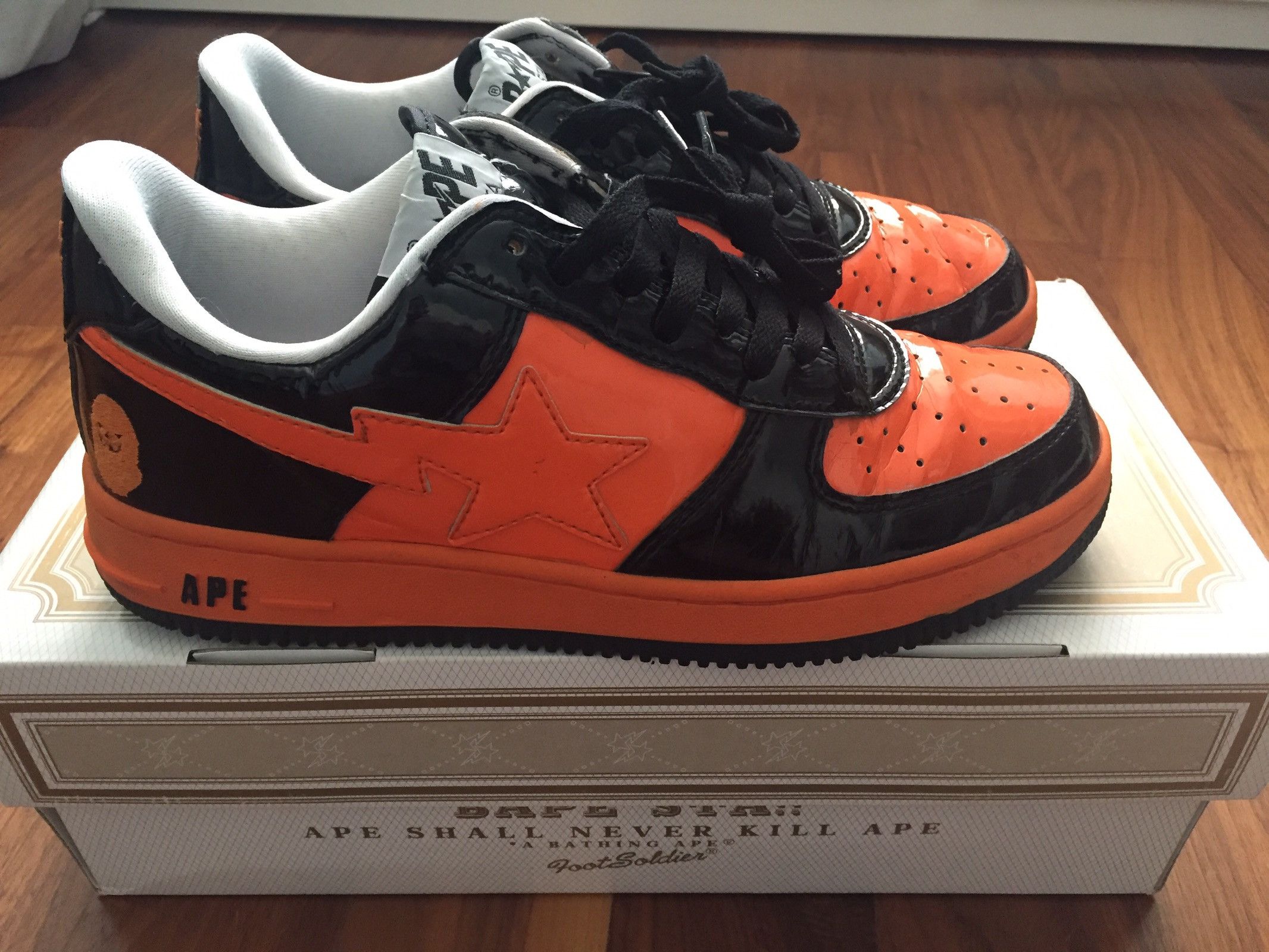 Bape A Bathing Ape Bapesta "Halloween" Black/Orange | Grailed