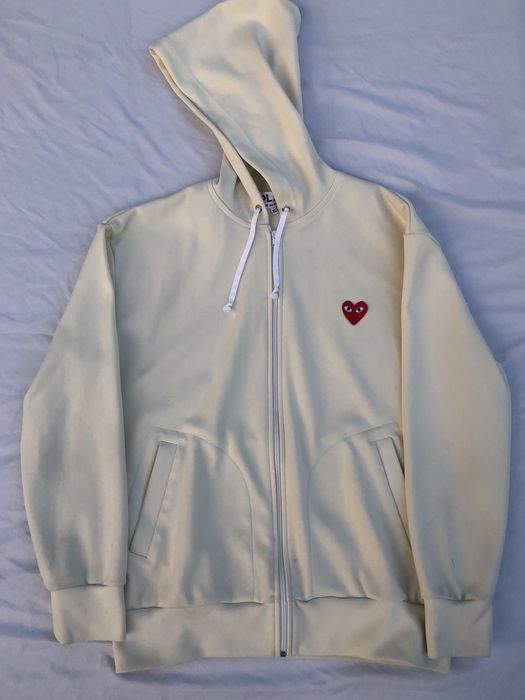Comme Des Garcons Play Comme Des Garcons Play CDG Cream Hoodie Zip Up ...