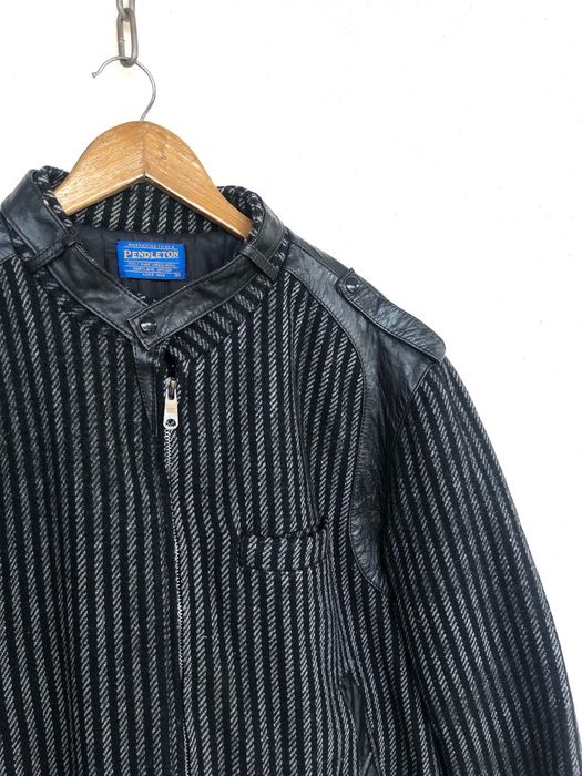 Pendleton RARE🔥90s Pendleton 🇺🇸 Leather Attached Wool Bomber Jacket ...