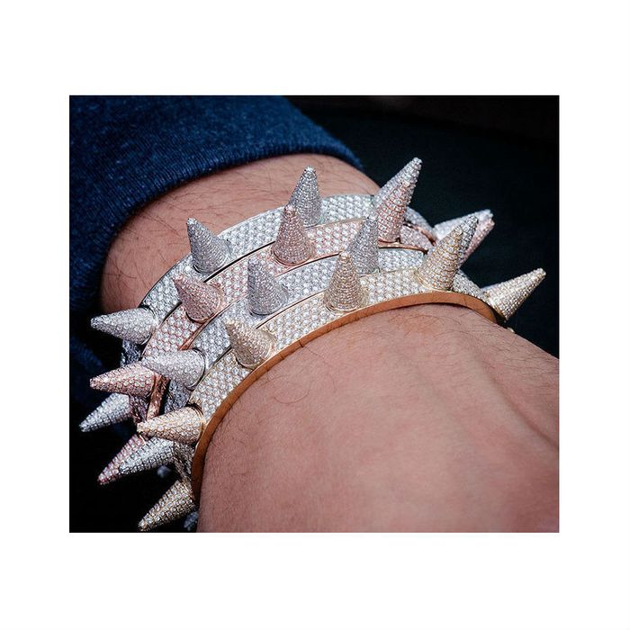 HarlemBling Harlembling Solid 925 Silver Rapper Spike Bangle Bracelet ...