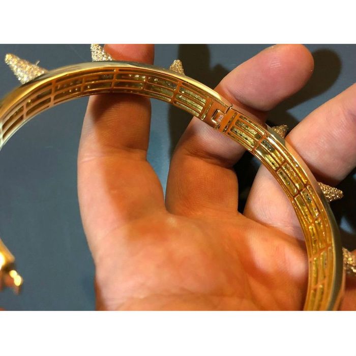 HarlemBling Harlembling Solid 925 Silver Rapper Spike Bangle Bracelet ...