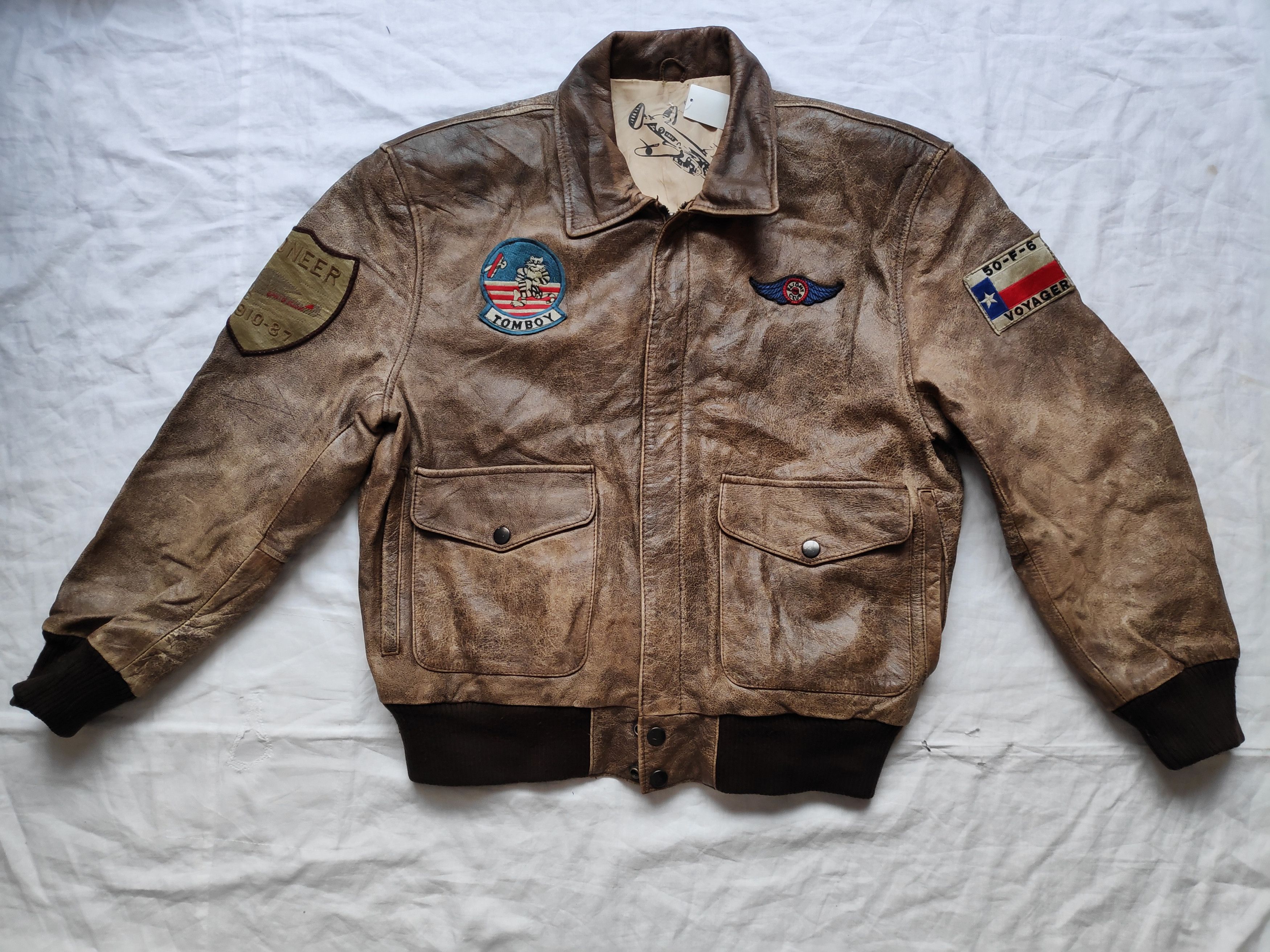 Vintage RARE!! Vintage Flight Club Aviator Pilot Leather Patch Bomber ...