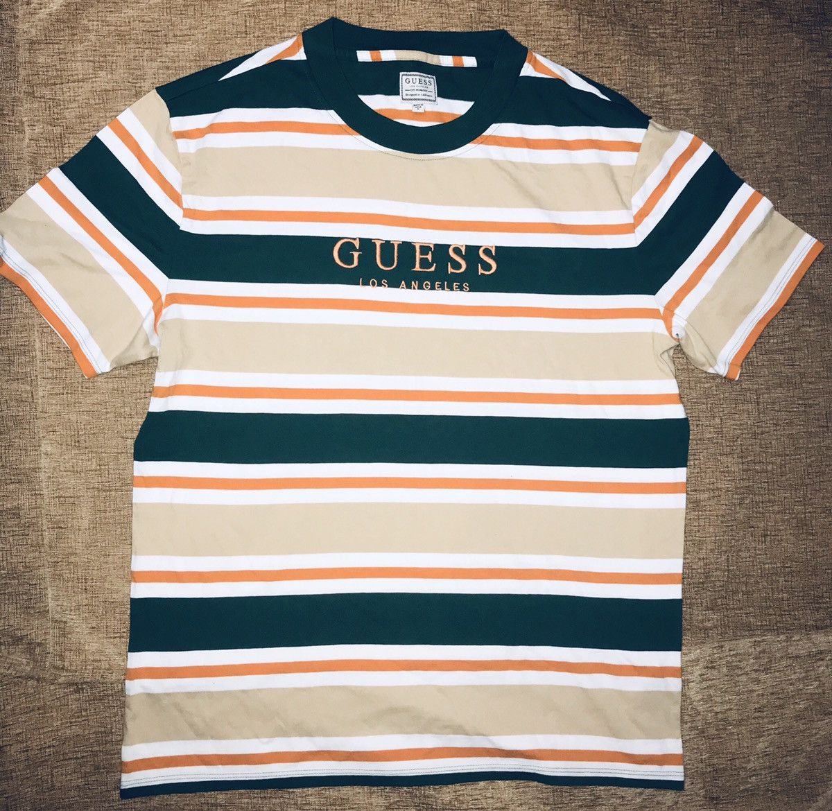 Guess Vintage Guess Logo and Stripped Print T-shirt | Grailed