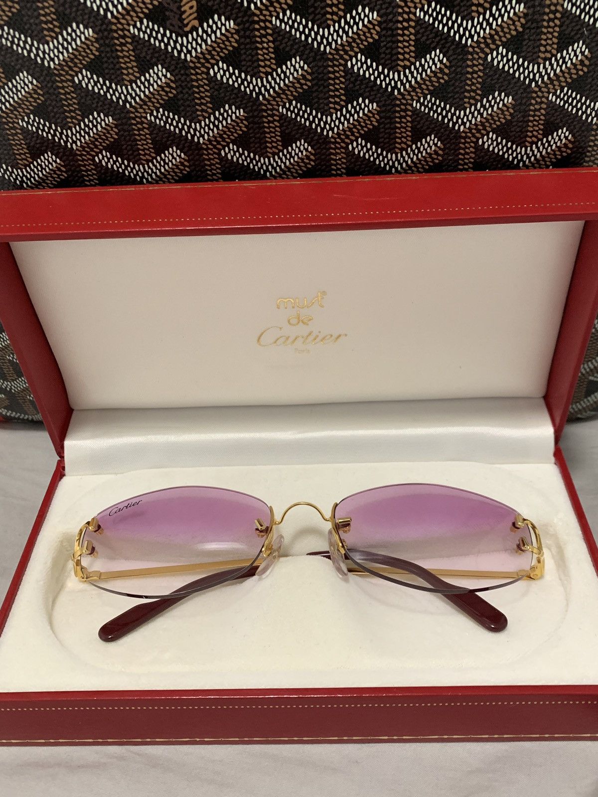 Cartier Vintage cartier rimless wire frame sunglasses 18k gold | Grailed