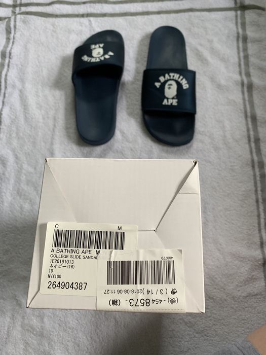Bape Authentic A Bathing Ape Bape Slides Navy | Grailed