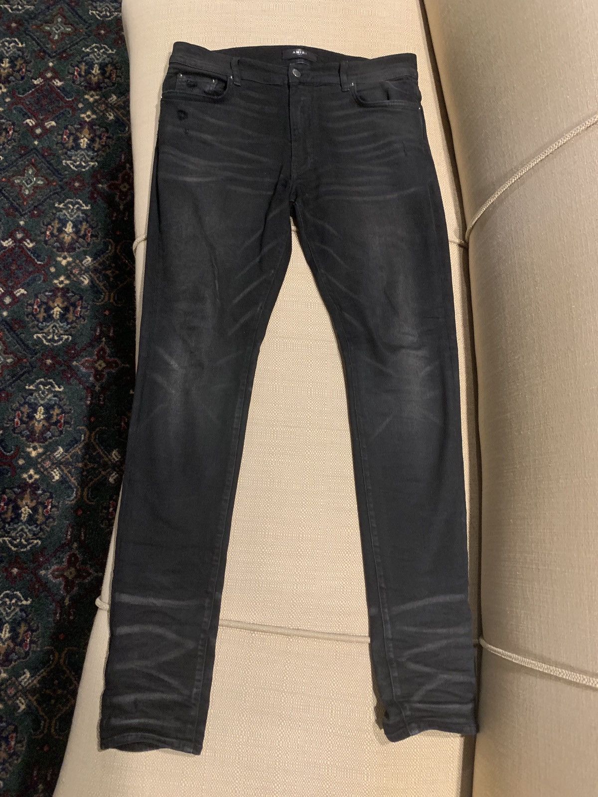 Amiri Amiri Black Wax Stack Jeans | Grailed