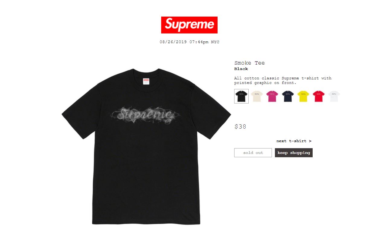 Supreme Supreme Smoke Tee Black Medium | Grailed