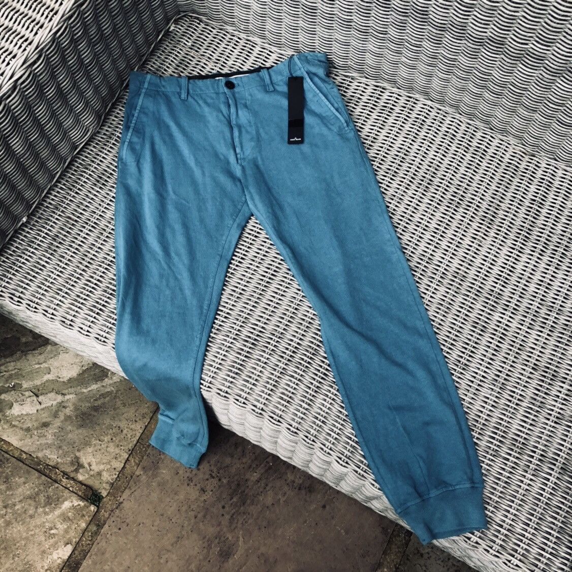 Stone Island Stone Island Washed Blue Slim Sweatpants Joggers | Grailed