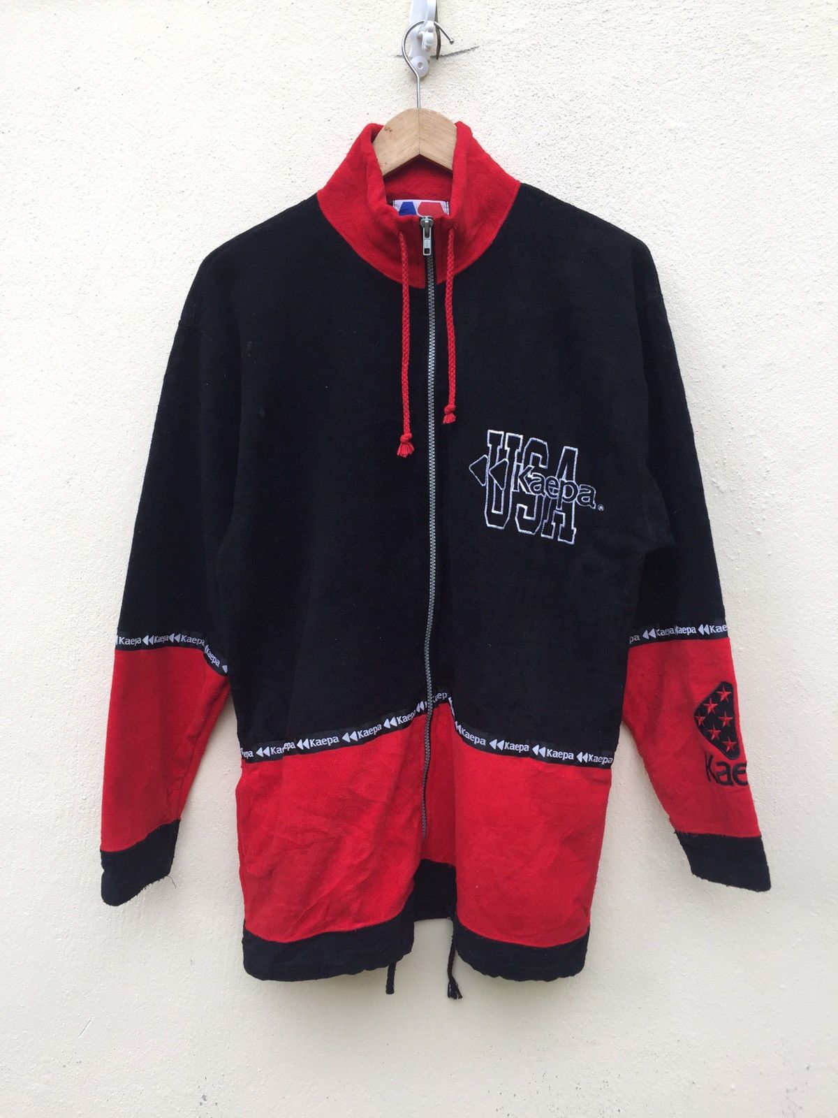 Japanese Brand × Vintage KAEPA black-red full zipper fleece Jacket ...