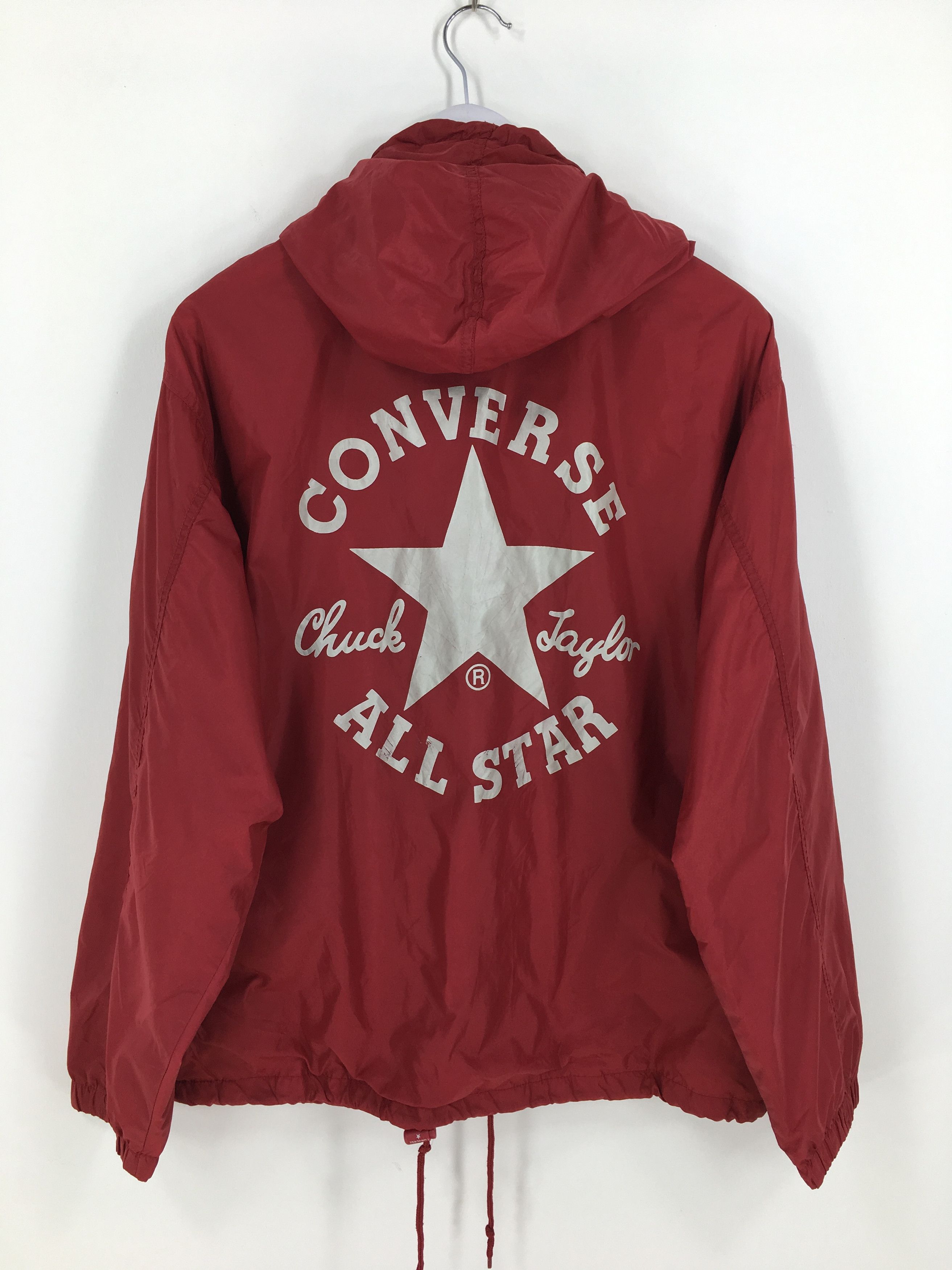 Converse × Vintage CONVERSE Windbreaker Jacket Hoodie Large Vintage 90s ...