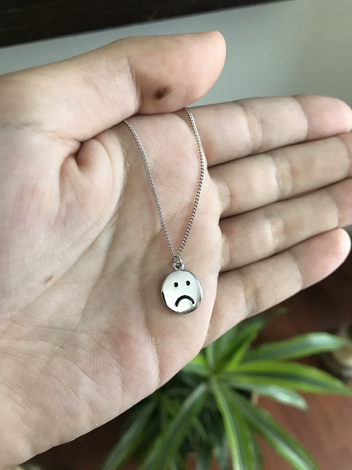 Jewelry × Vintage × Yordy Silver Sad Face Necklace | Grailed