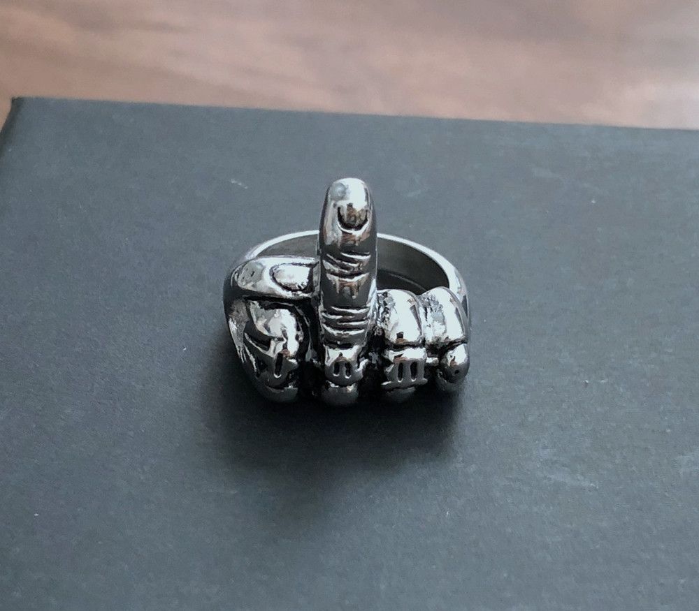 Jewelry × Vintage Gothic Stainless Steel Middle Finger Ring size US 8 ...
