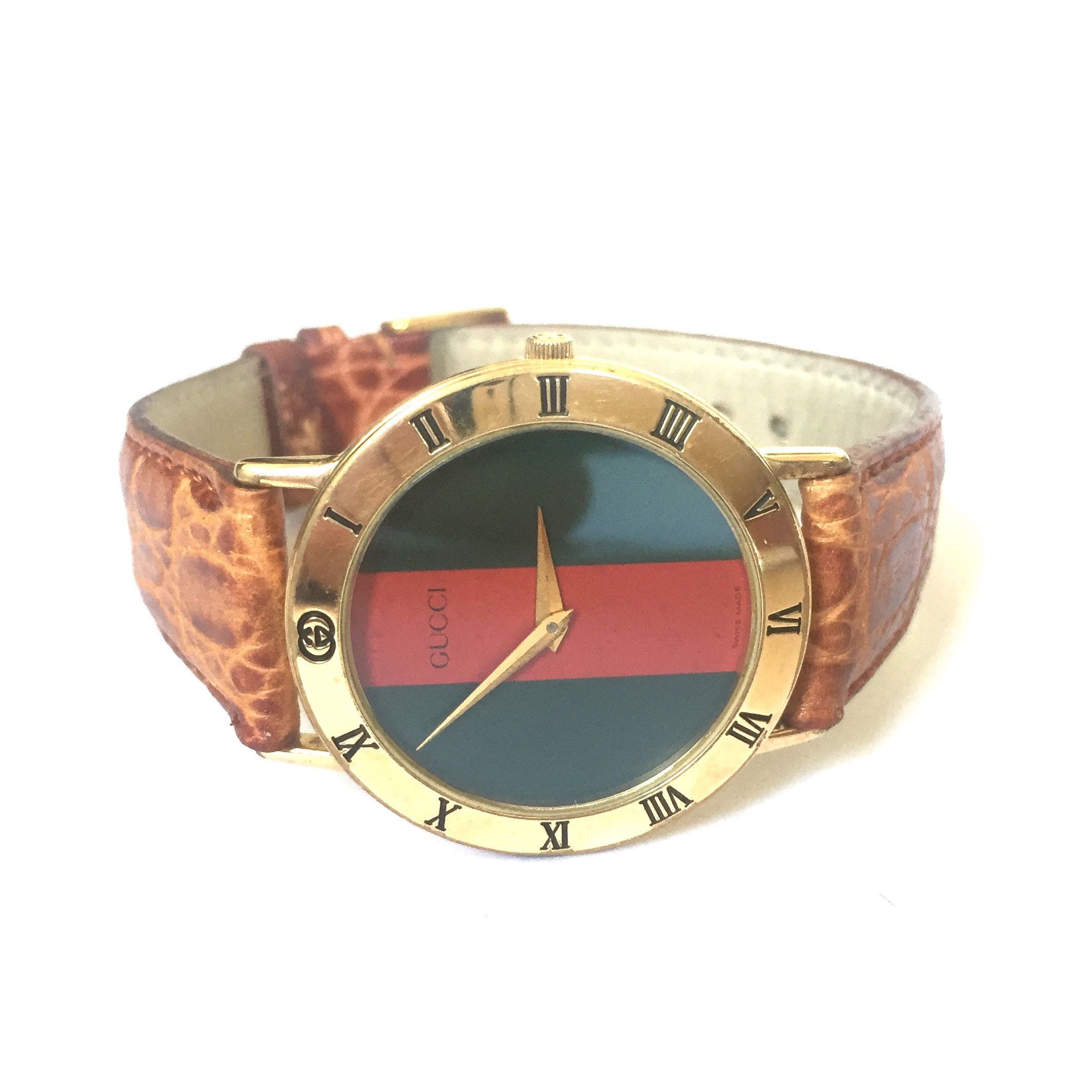 Gucci 90s 3000M 18K Gold Web Stripe Watch | Grailed