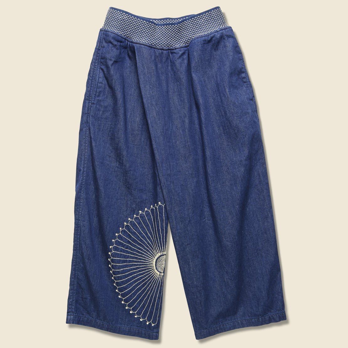 Kapital MAKANAI FUROSHIKI EMBROIDERY WRAP PANTS - 8OZ INDIGO | Grailed