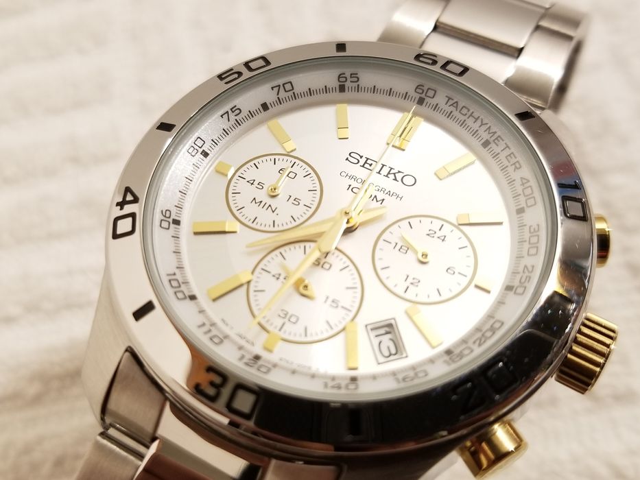 Seiko Seiko Chronograph Tachymeter Watch Silver Gold Tone | Grailed