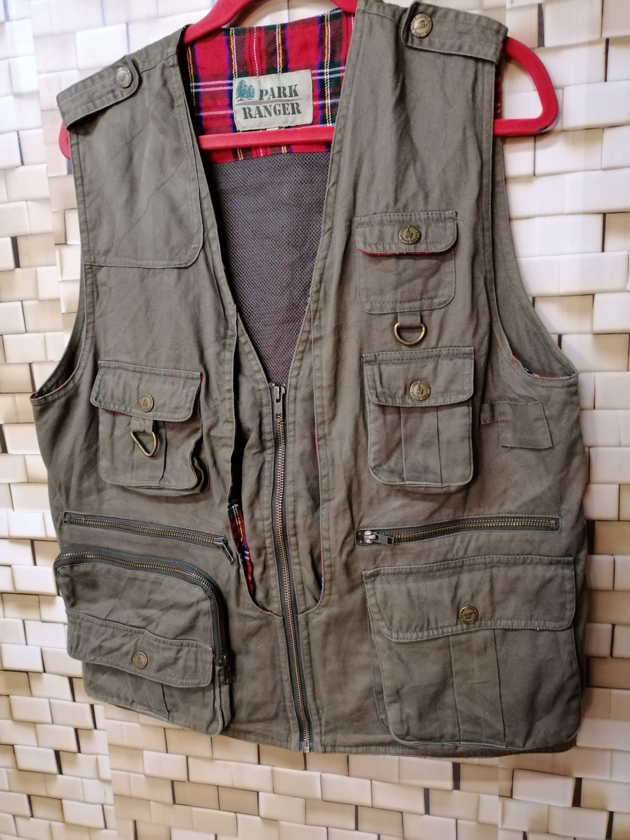 Hunter Park Ranger Tactical Multi Pockets Zipper Army Green Checked ...