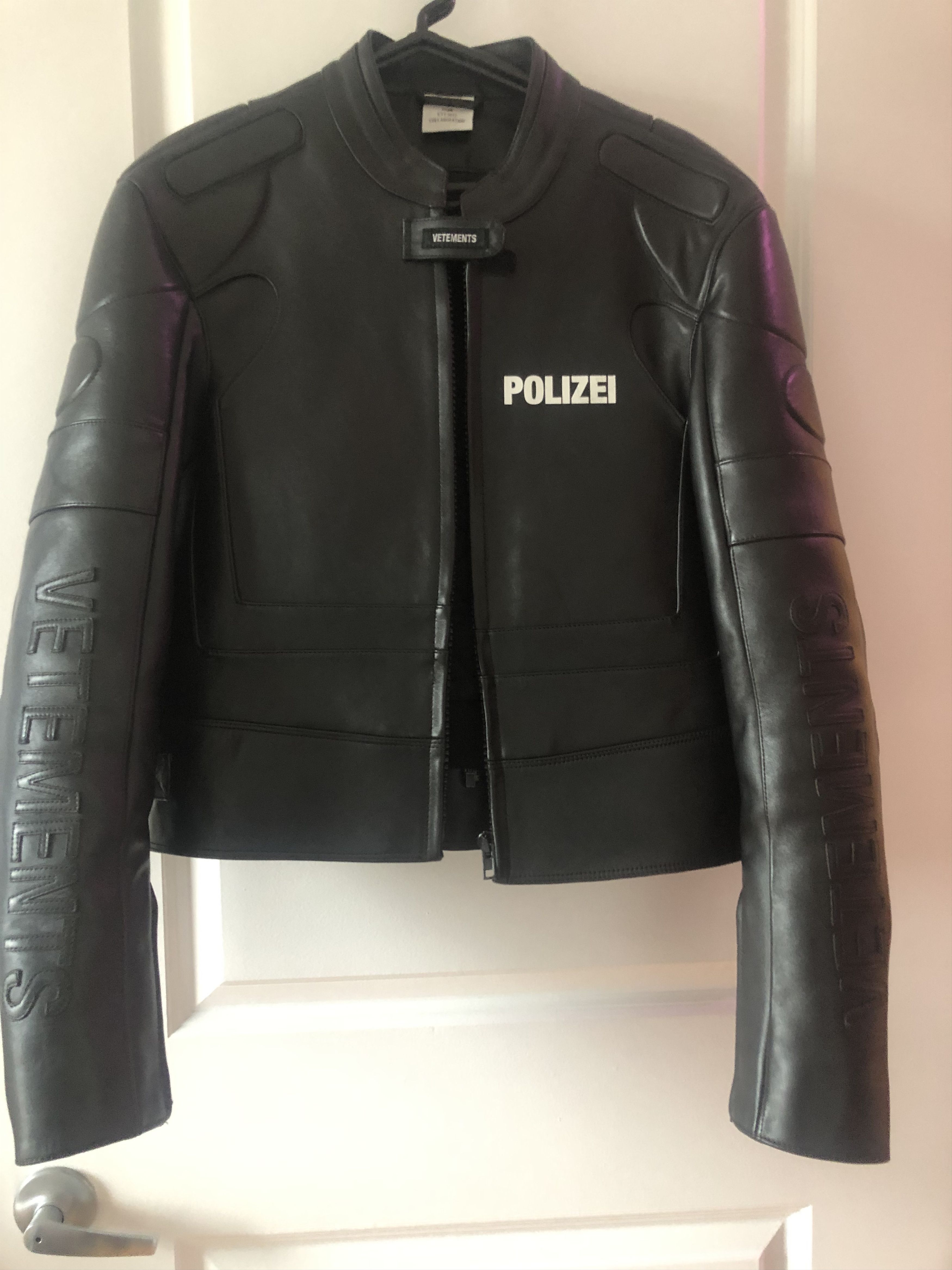 Vetements POLIZEI LEATHER JACKET SIZE L | Grailed