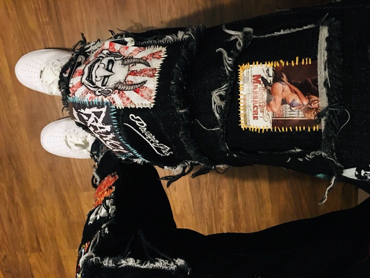 Custom White Zillakami MST Jeans/ Crust Punk Jeans | Grailed