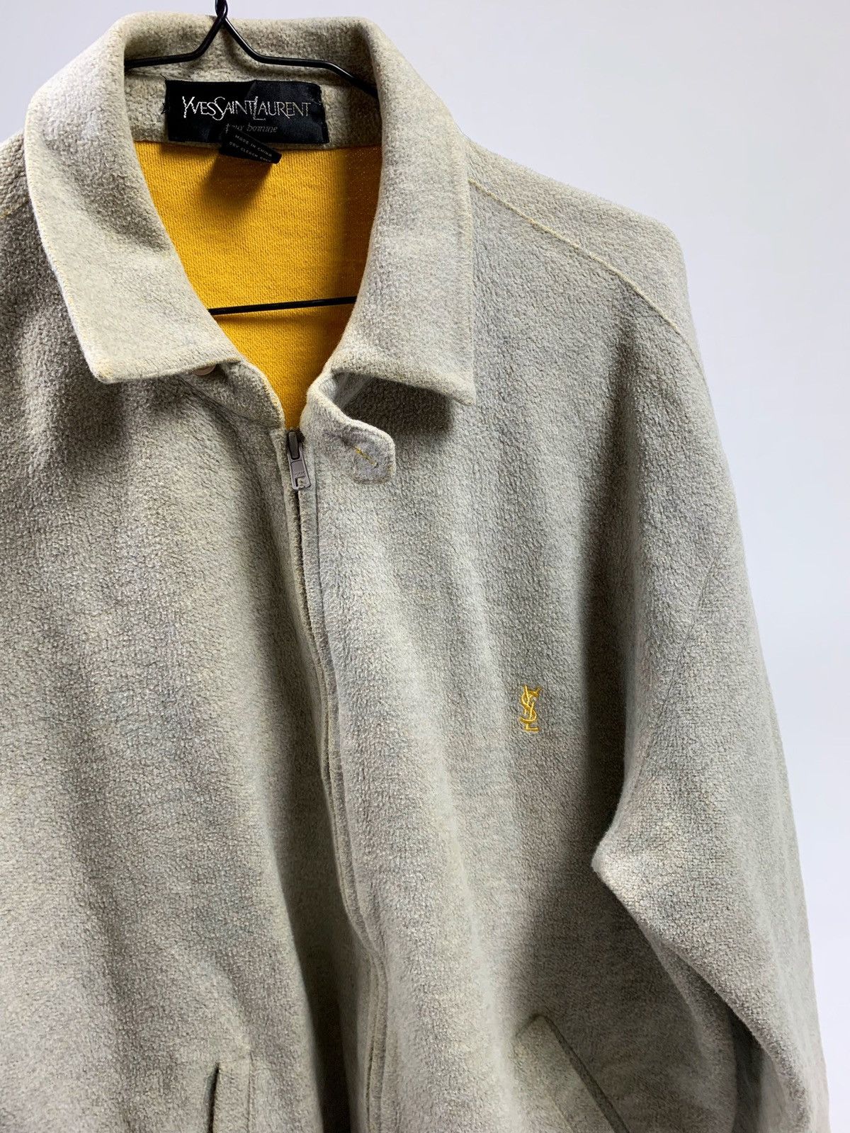 Saint Laurent Paris ICONIC YSL LOGO FLEECE SWEATSHIRT 1/4 ZIP PULLOVER ...