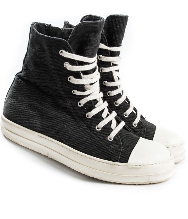 Rick Owens Ramones Black Canvas High Top | Grailed
