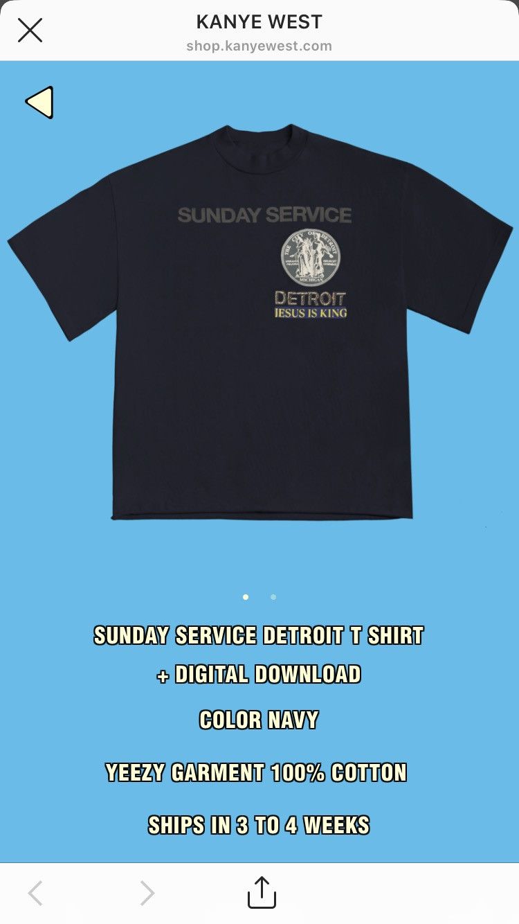 Kanye West Kanye West Sunday Service Detroit Merch | Grailed