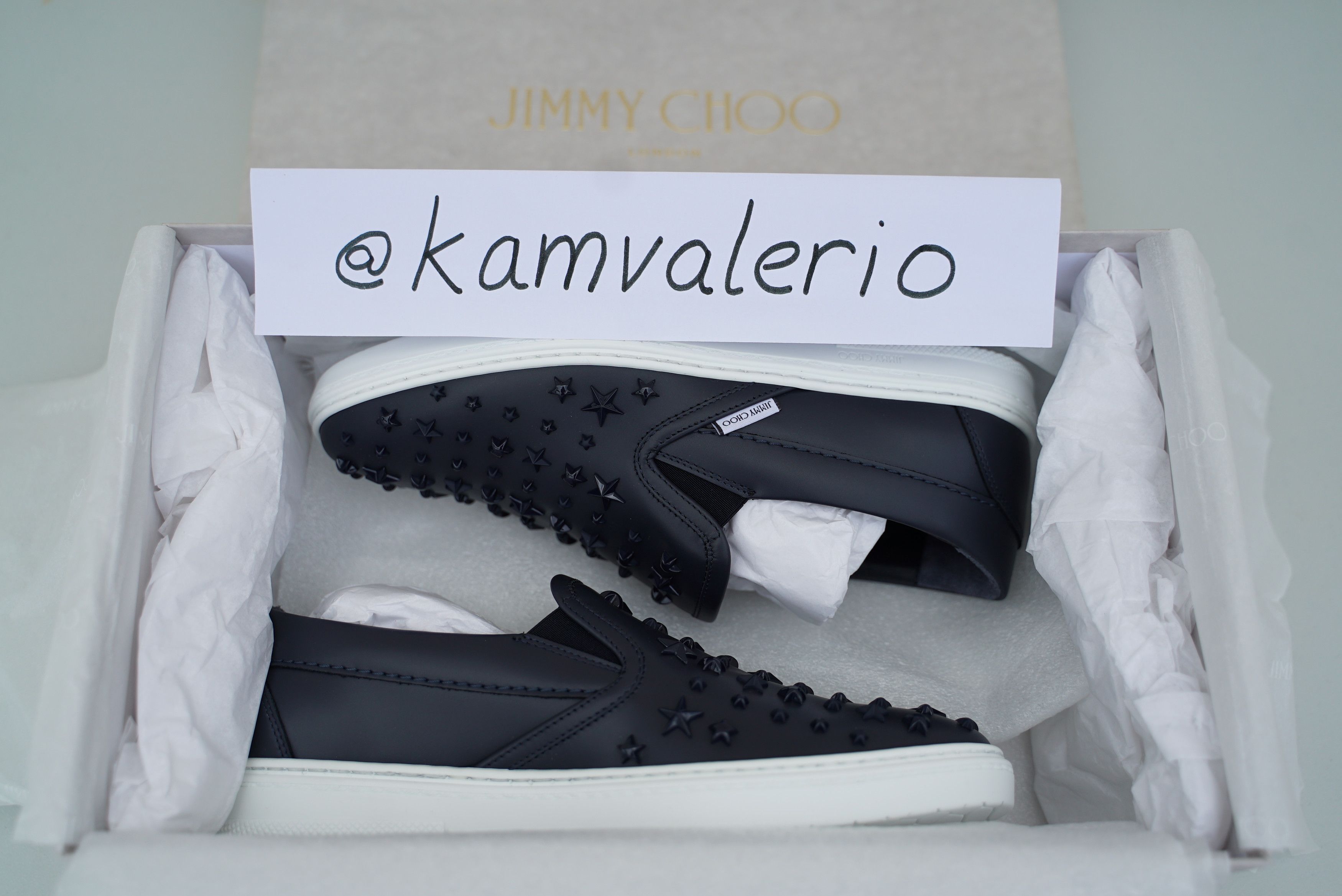 Jimmy Choo JIMMY CHOO Grove Slip-On Leather Sneakers Blue Mix Star ...