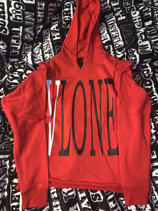 Vlone vlone red staple logo hoodie | Grailed